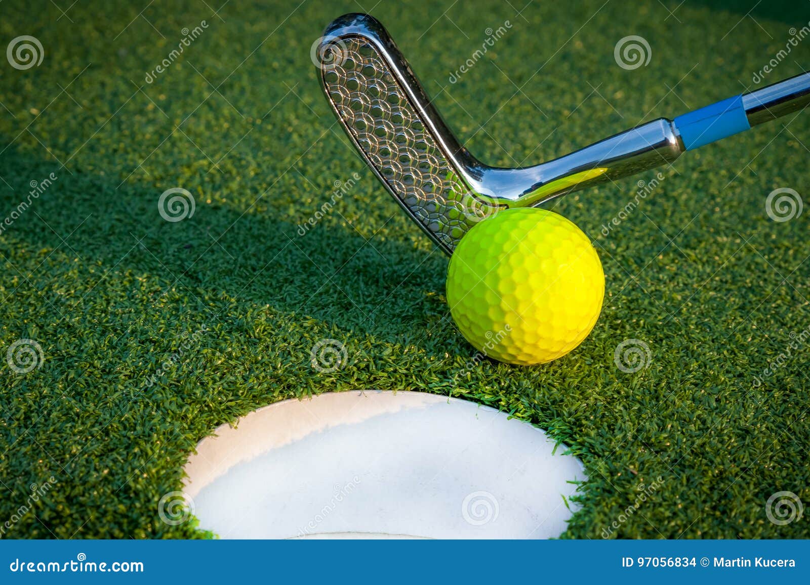 Close Up Image of Golf Hole with Ball and Putt Stock Photo - Image of ...