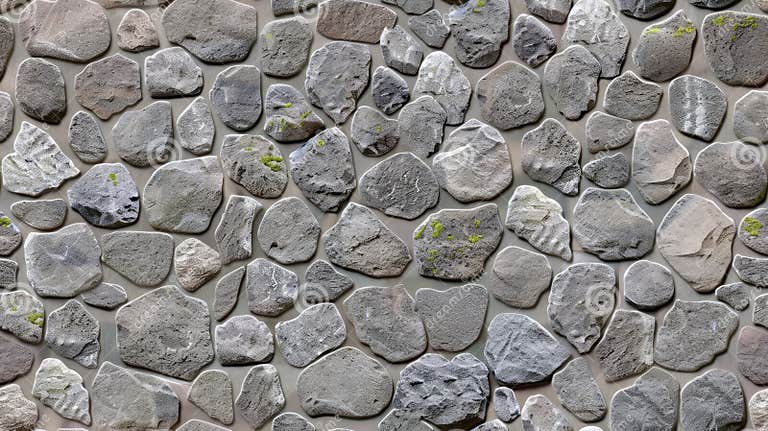 A Close-up Image of a Gray Stone Wall Featuring Irregularly Shaped ...