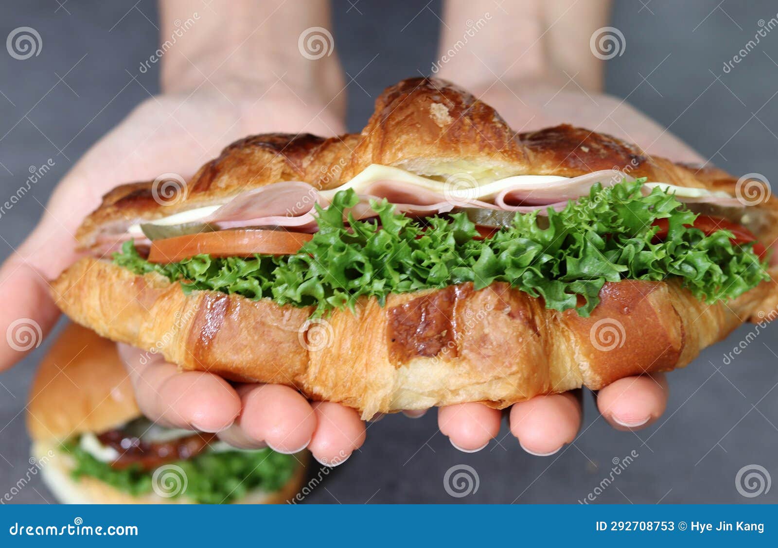 Close Up Image of a Hand Holding a Sandwich. Stock Image - Image of ...