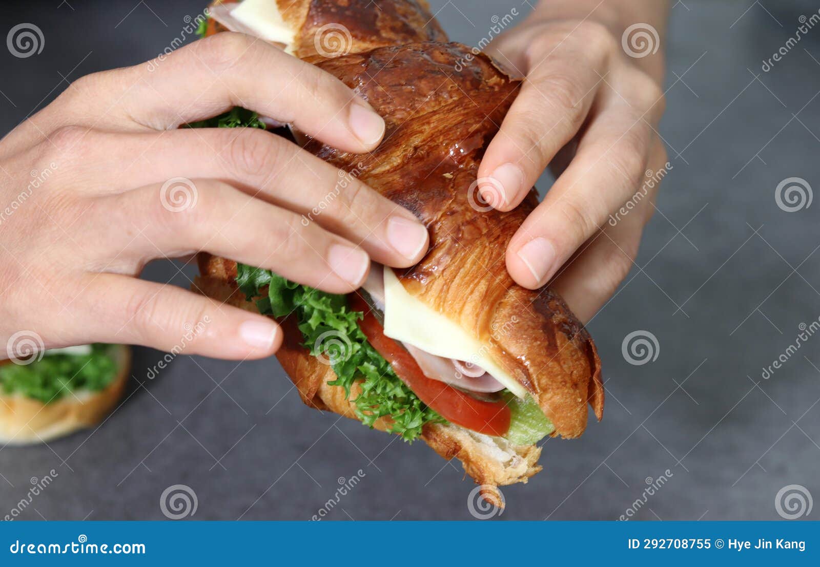 Close Up Image of a Hand Holding a Sandwich. Stock Image - Image of ...