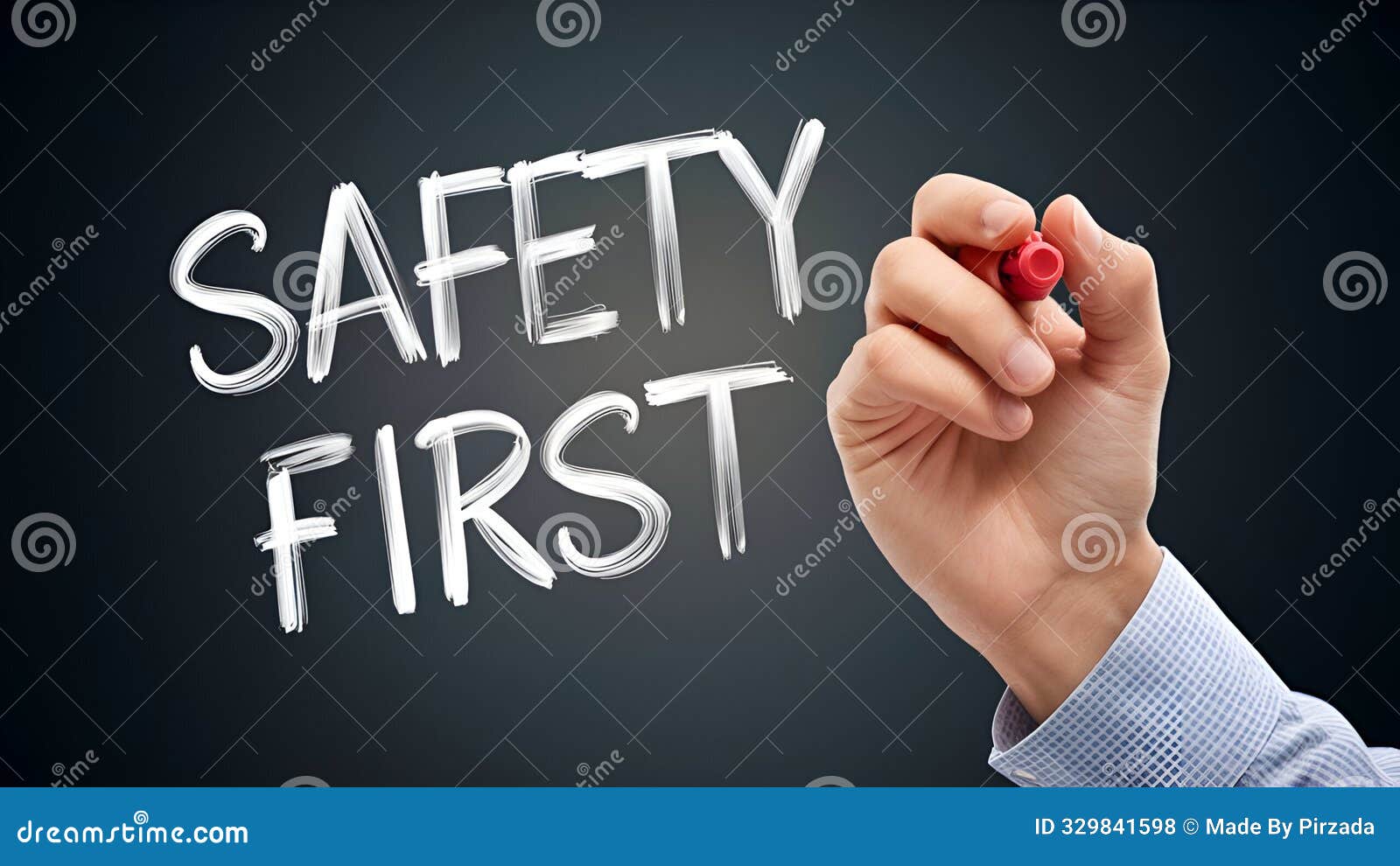 Safety First Concept with Hand Writing on Black Background Emphasizing ...