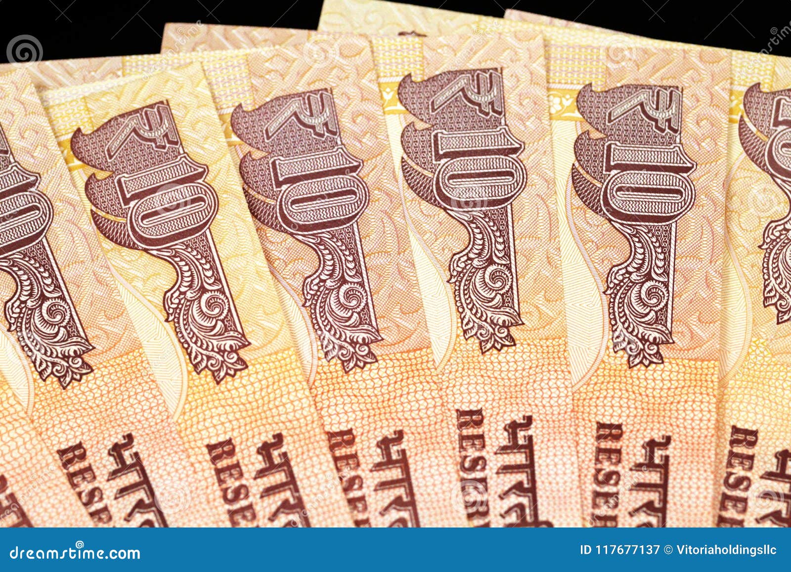 A Close Up of Indian 10 Rupee Bank Notes Stock Image - Image of banking ...