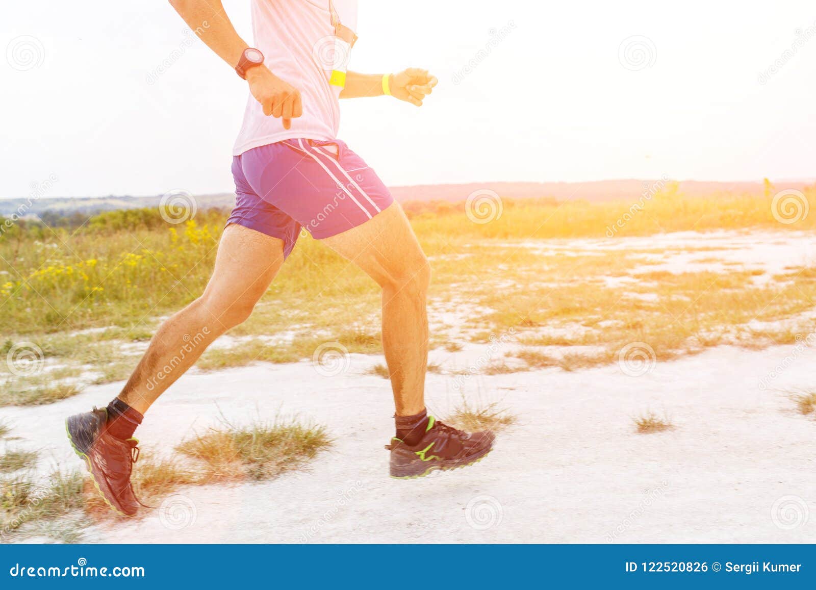 Legs of Man Running on Sandy Ground Stock Photo - Image of person ...