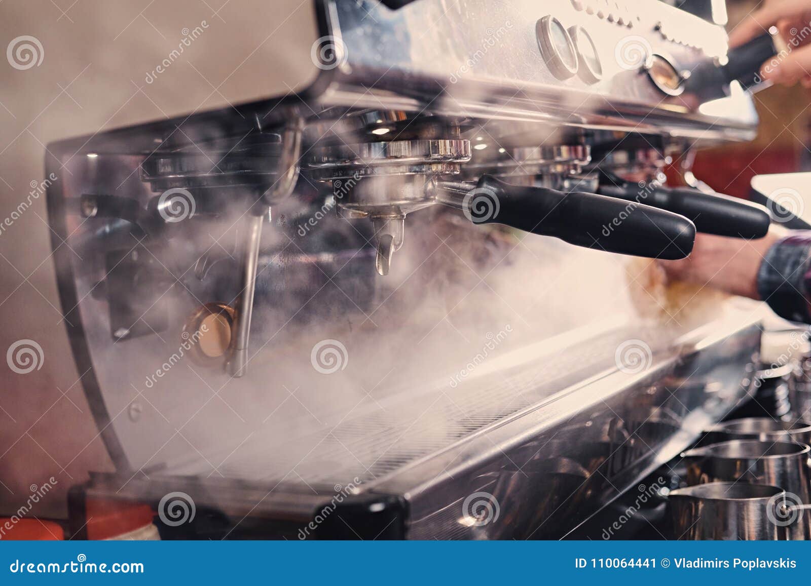 Close Up Image of a Man Making Coffee. Stock Image - Image of business ...