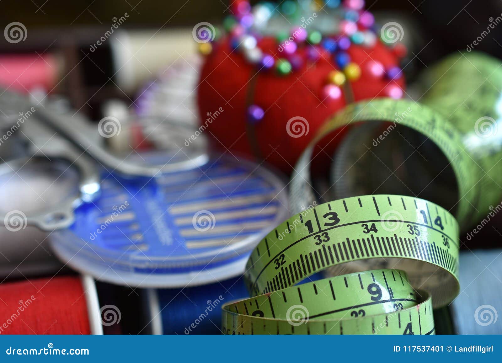 Messy Sewing Kit stock image. Image of colorful, needles - 117537401