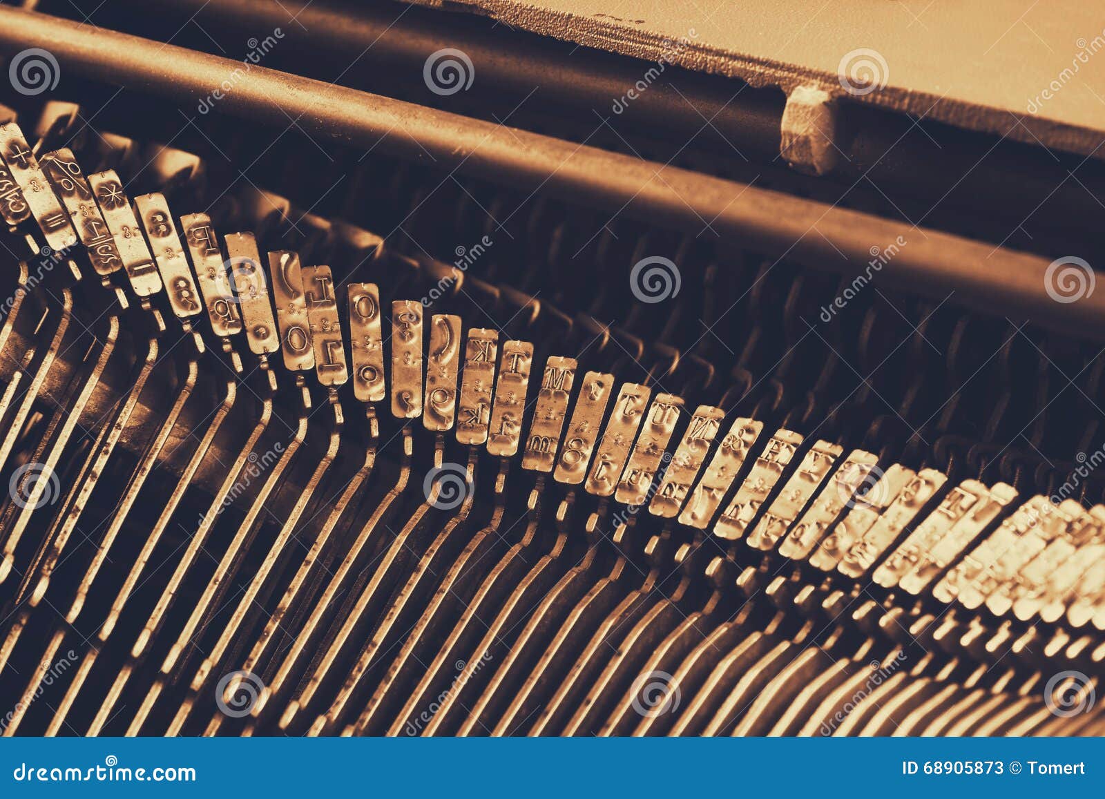 Close Up Image of Metallic Typewriter Keys. Vintage Filtered Stock ...