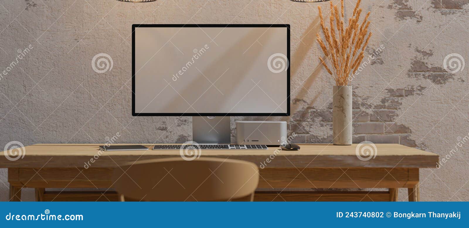 Close-up Image, Modern Contemporary Computer Desk Stock Illustration ...