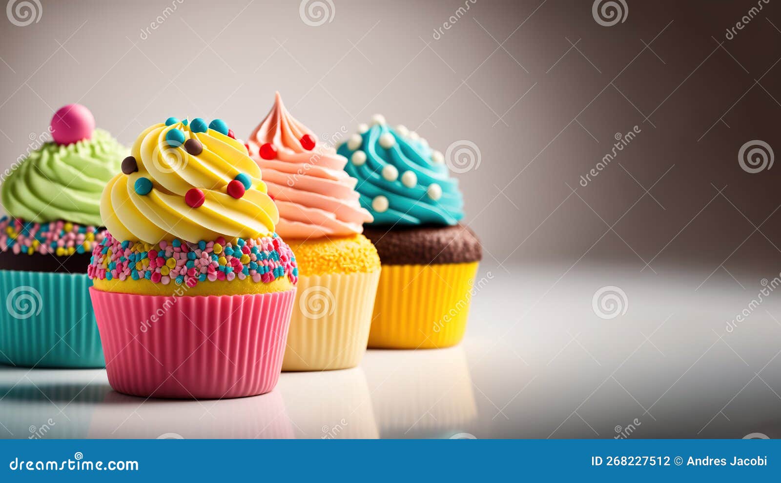 Close Up Image of Multi Colored Cupcakes with Copy Space for Text ...