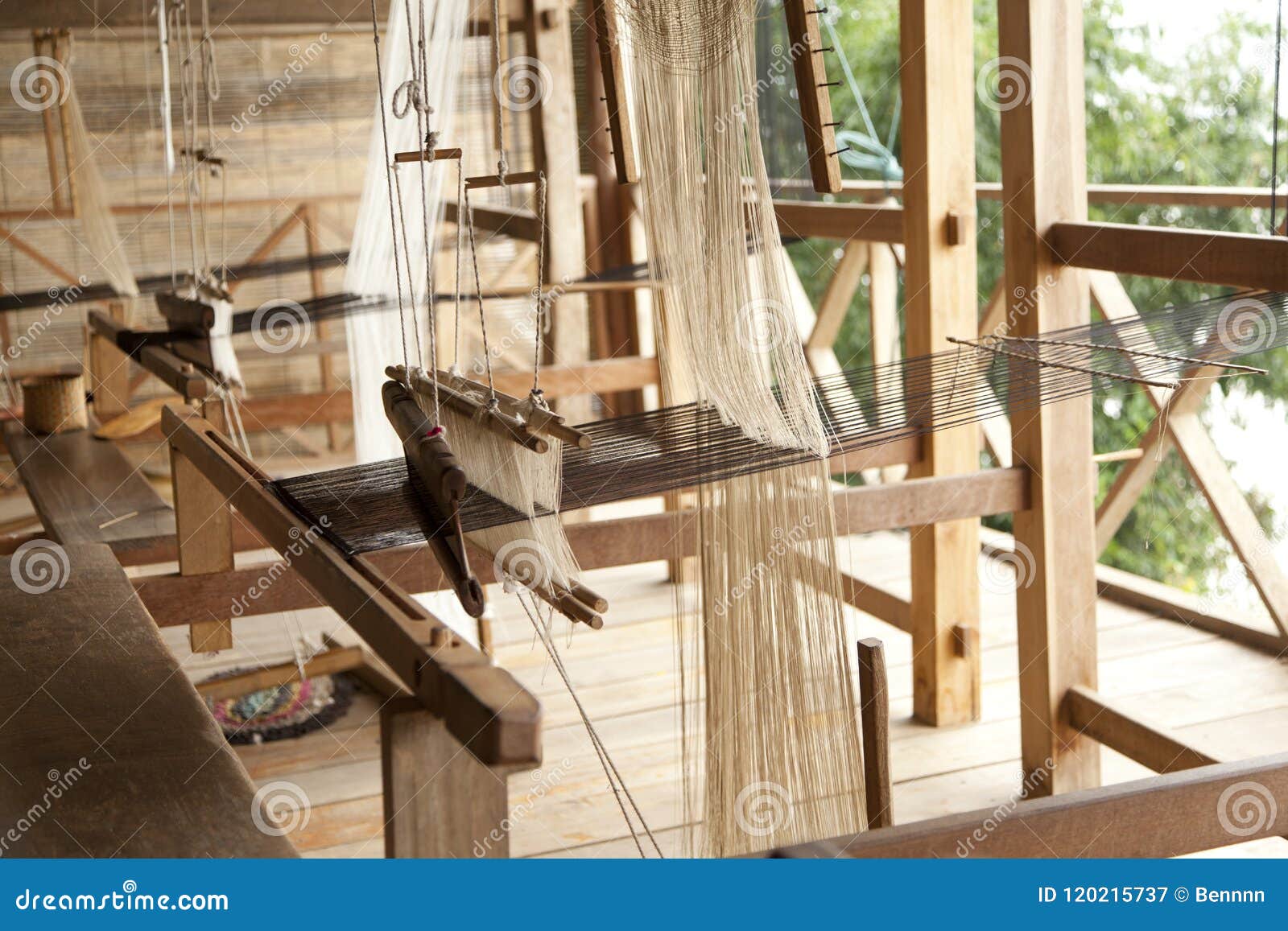 An Old Weaving Loom and Thread of Yarn. Stock Image - Image of weaving ...