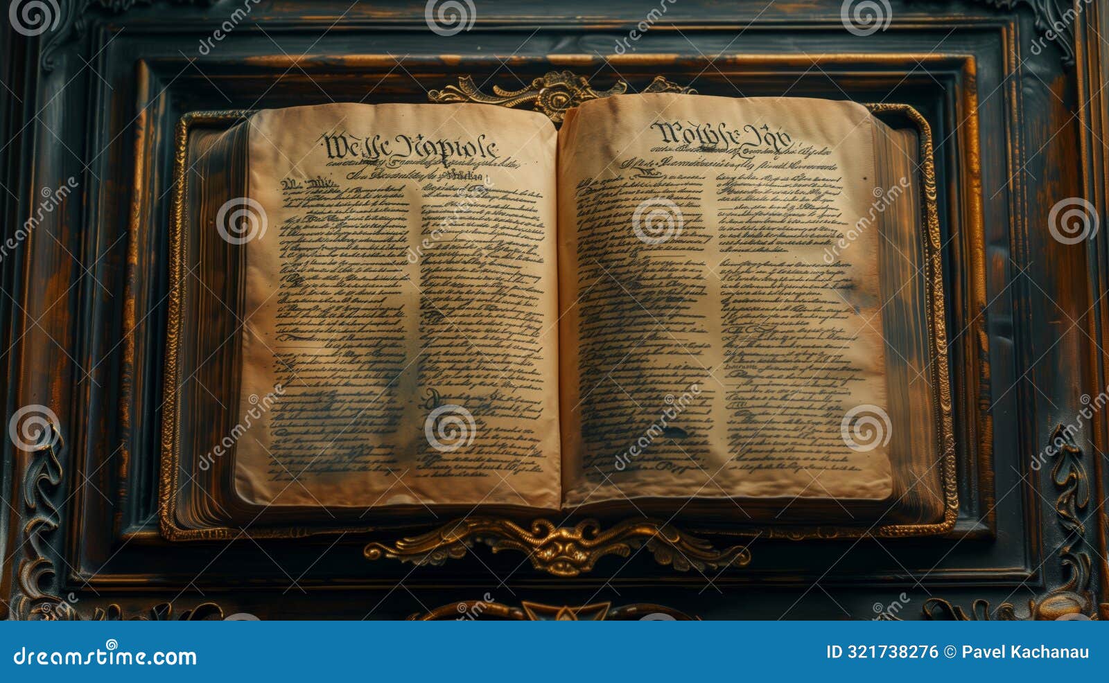 A Close-up Image of an Open Book, the US Constitution Stock Photo ...