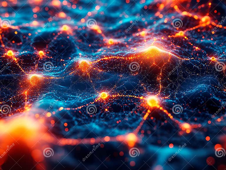 Close-up Image of an Orange Yellow Glowing Node Network, Resembling ...