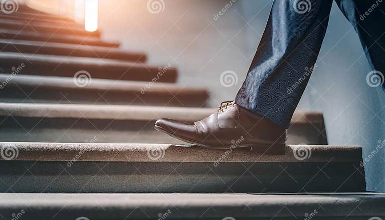 Person Taking a Step on a Staircase, Symbolizing Progress, Movement ...