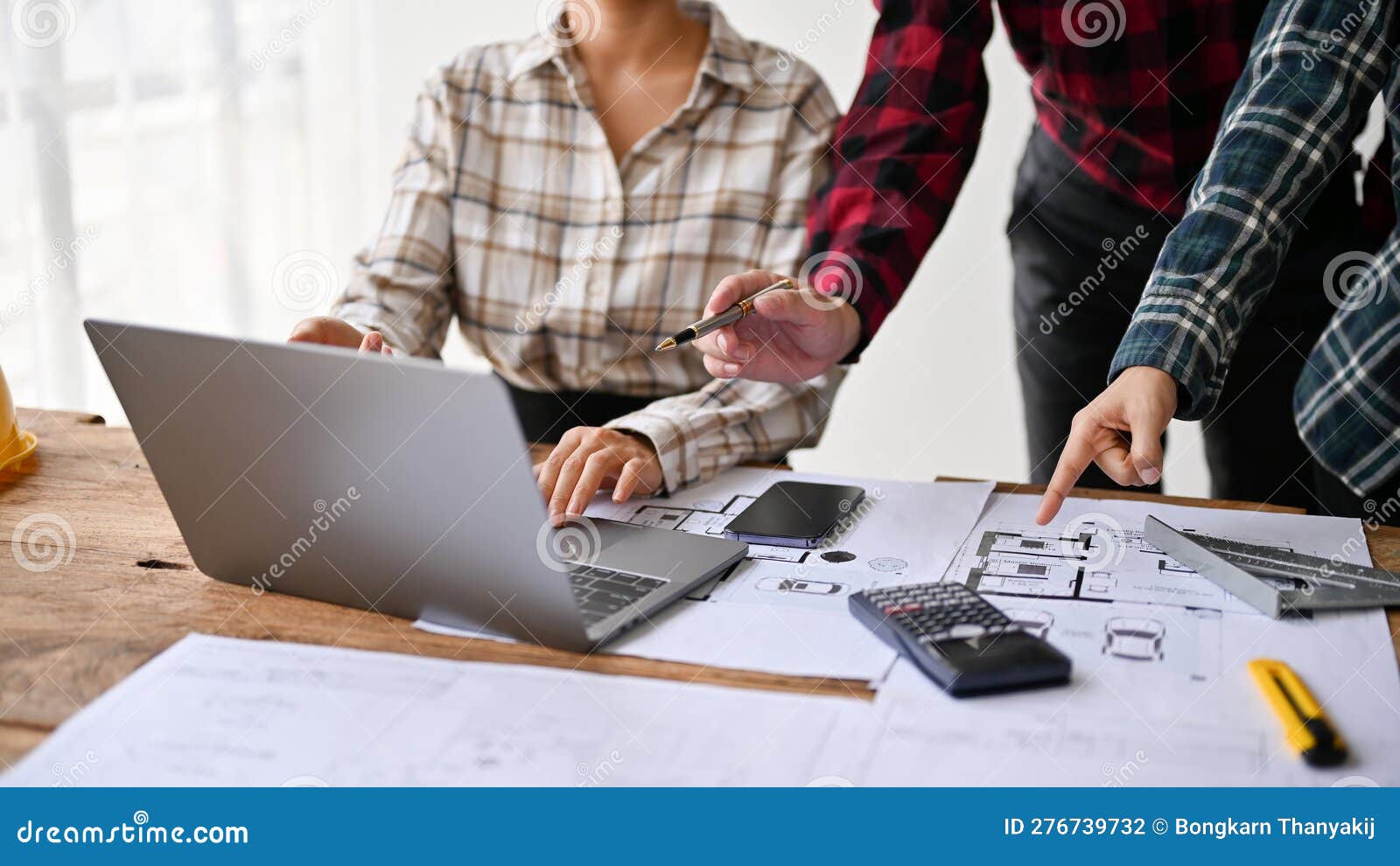 Close-up Image of a Professional Engineer Team are Working Together in ...