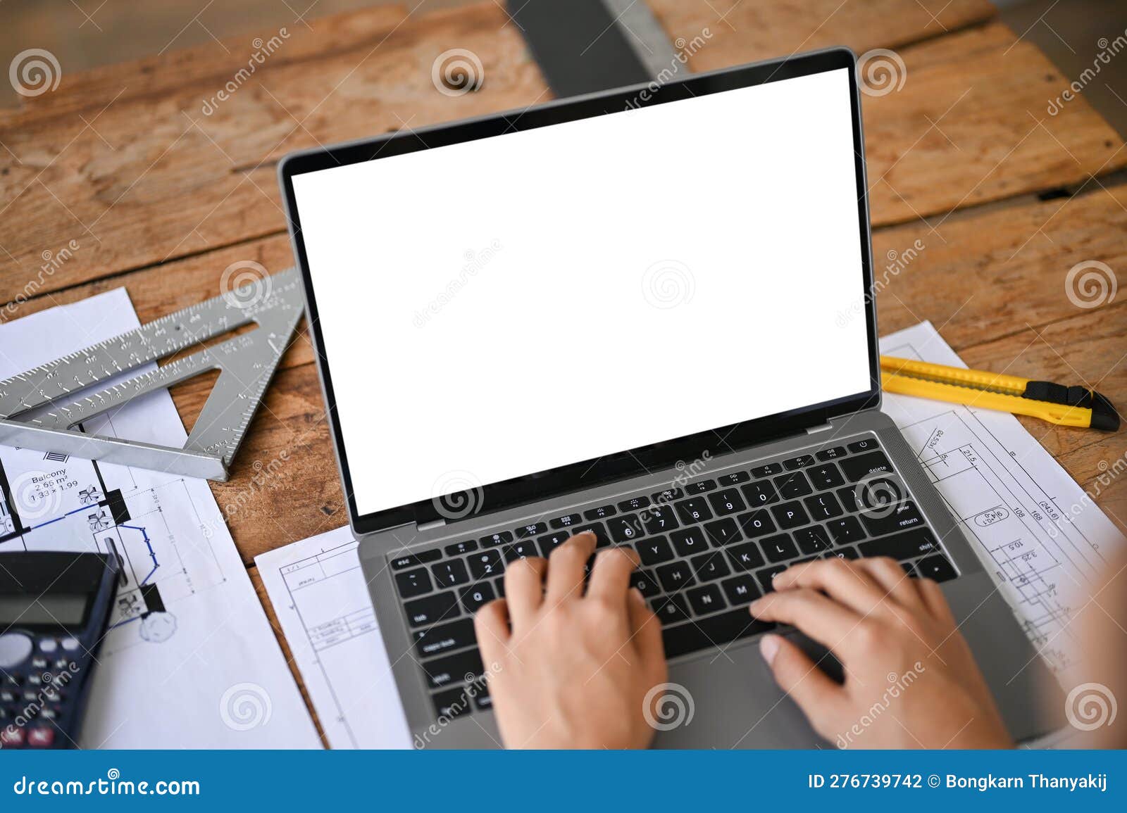 Close-up Image of a Professional Female Engineer or Architect Using ...