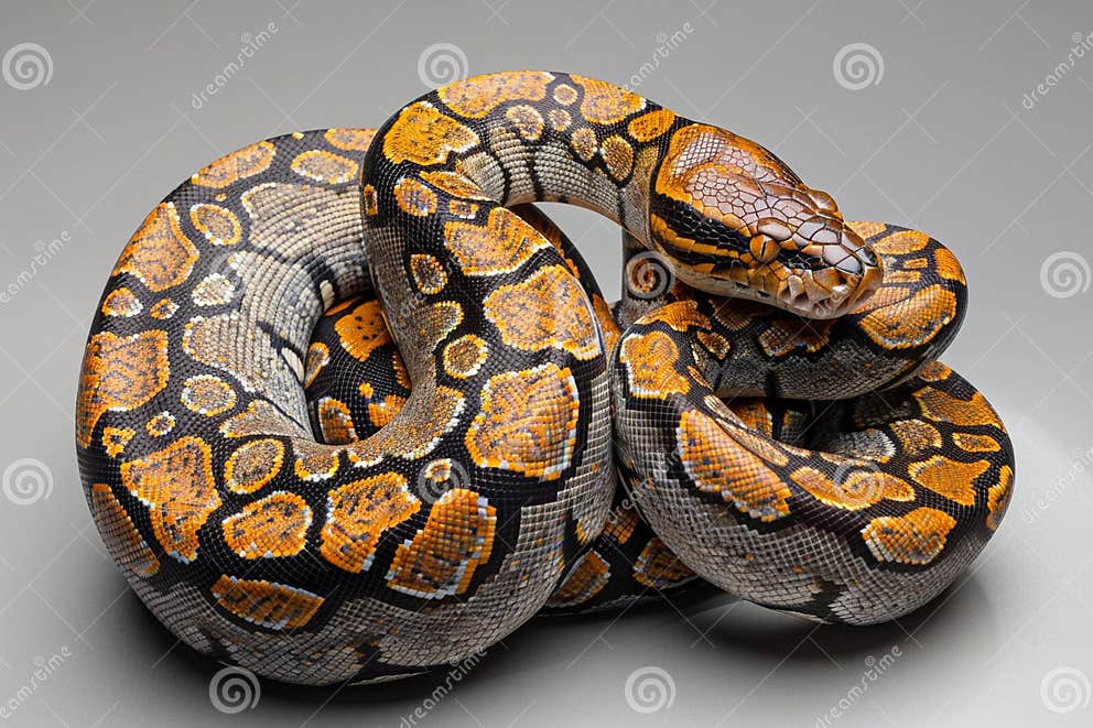 Closeup of a Beautiful Python Snake Stock Illustration - Illustration ...