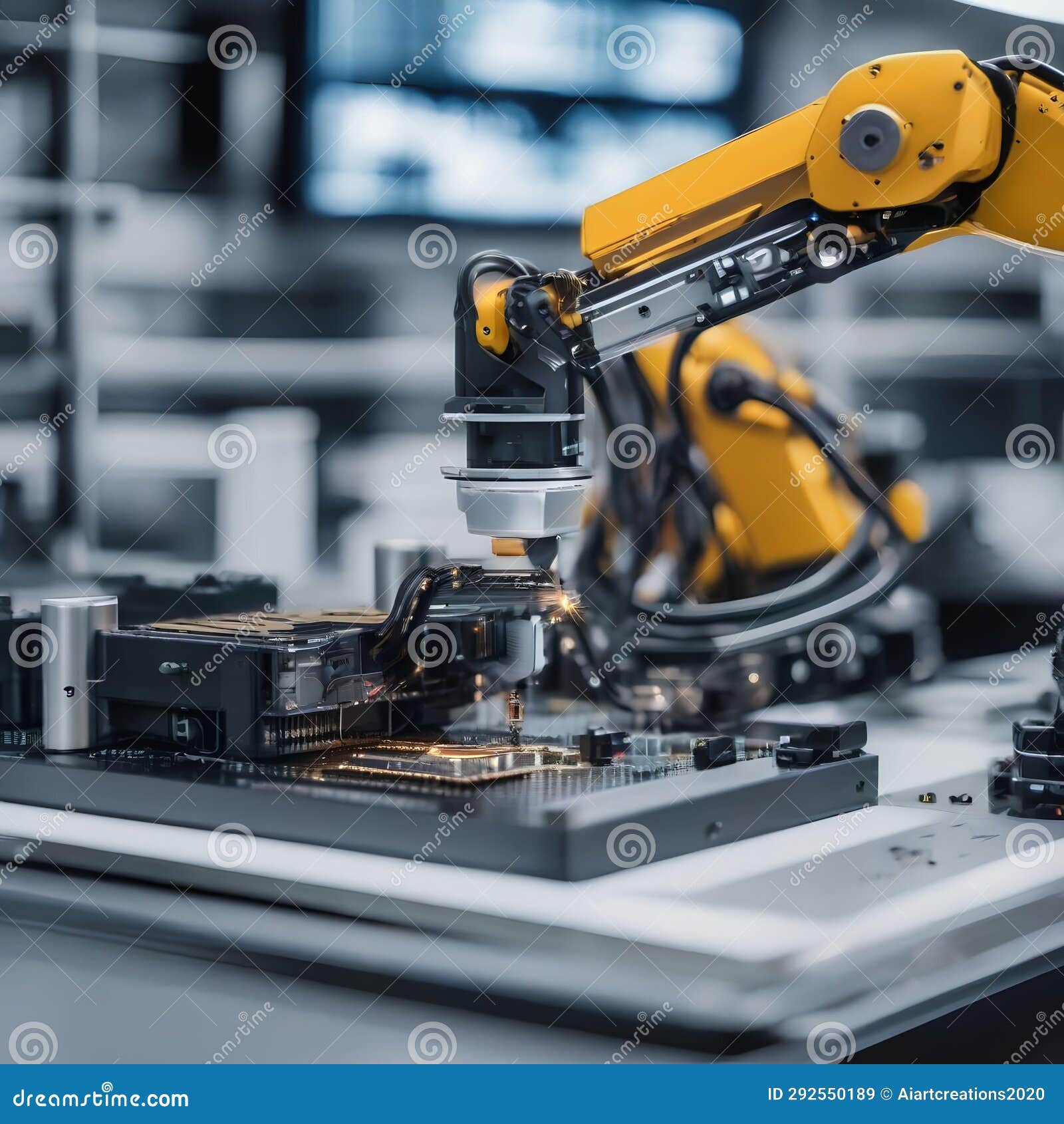 A Close-up Image of a Robotic Arm Assembling Advanced Microelectronics ...