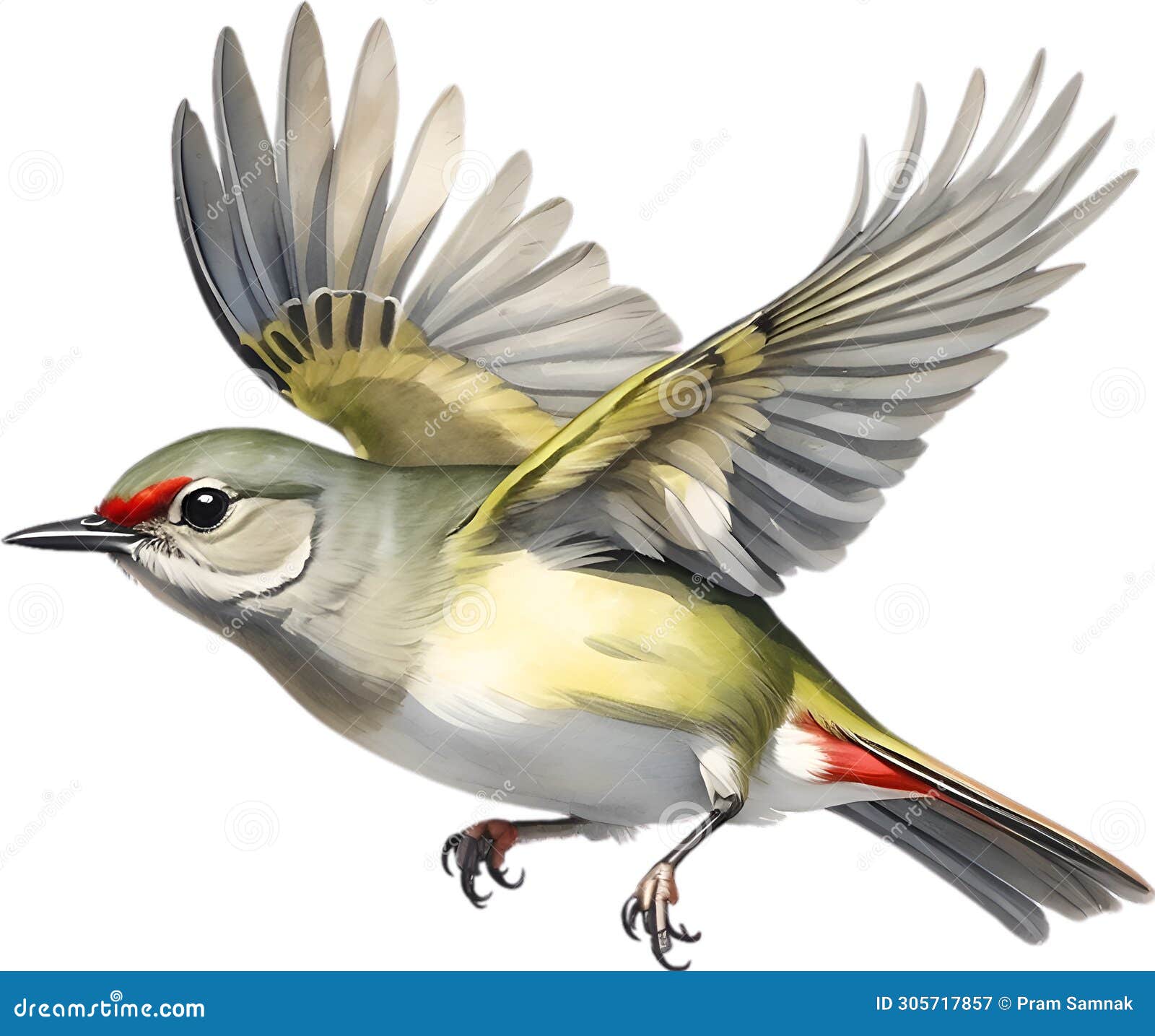Ruby-crowned Kinglet Bird. Bird Clipart. AI-generated. Stock ...