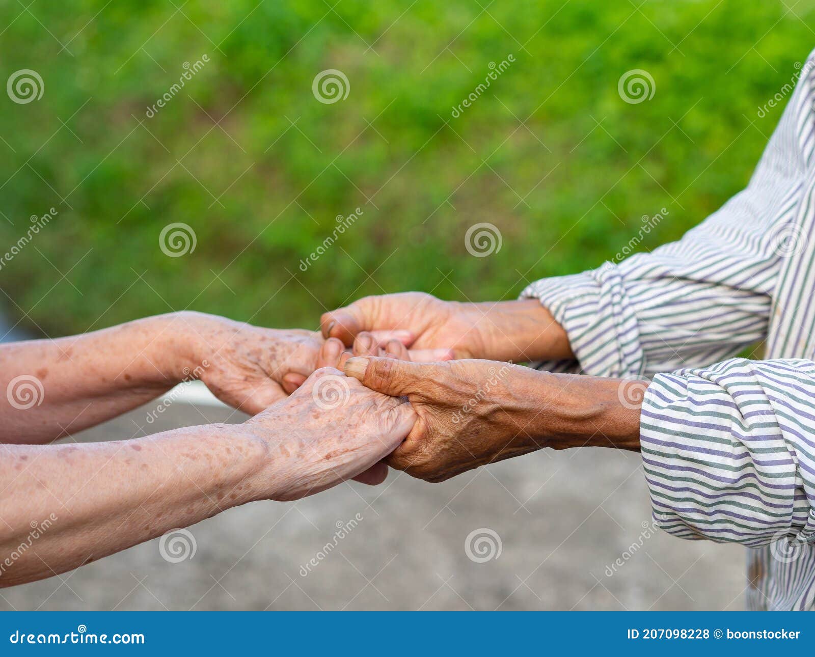 Close-up Image of Shaking Hands between Elderly Women. Unity Concept ...