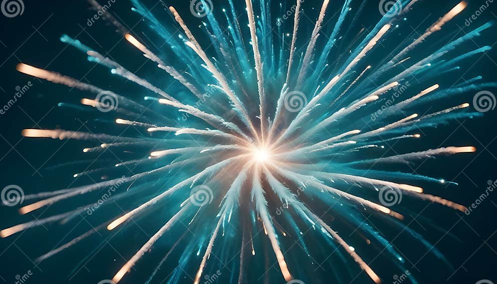 A Close-up Image of a Single Firework Exploding Against a Dark Blue ...