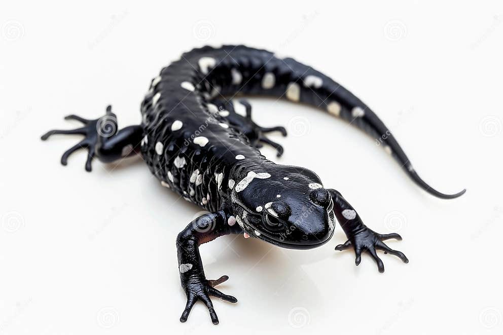 A Close-up Image of a Small Black and White Spotted Lizard Sitting on a ...