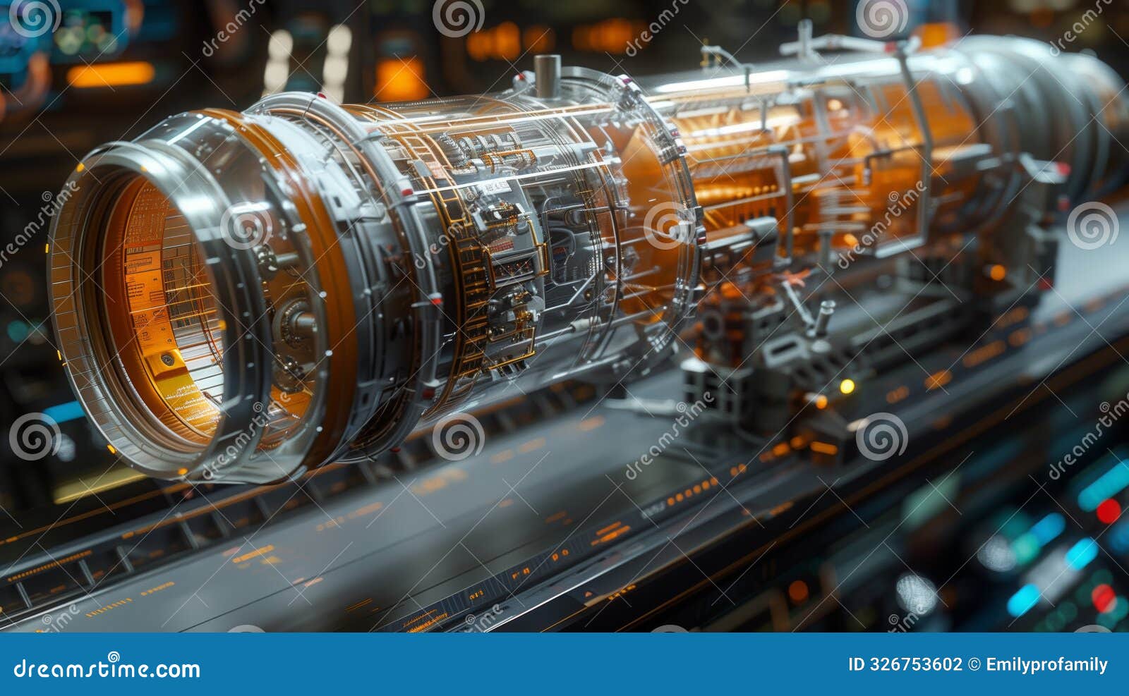 Close-Up Cross Section Of A Small Transparent Satellite With Internal ...