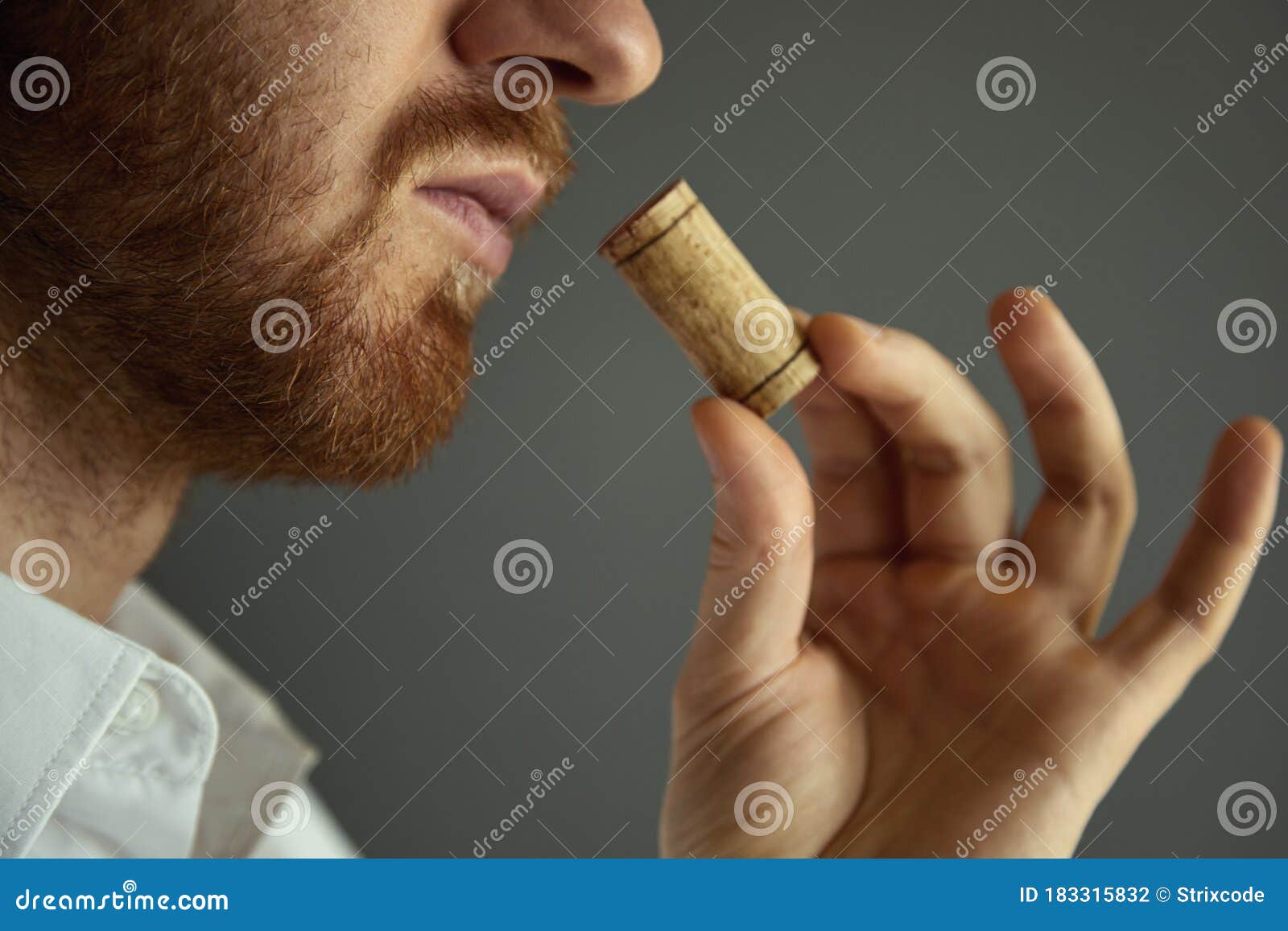 Close Up Image of Sommelier Examining Smell of Wine Cork Stock Photo ...