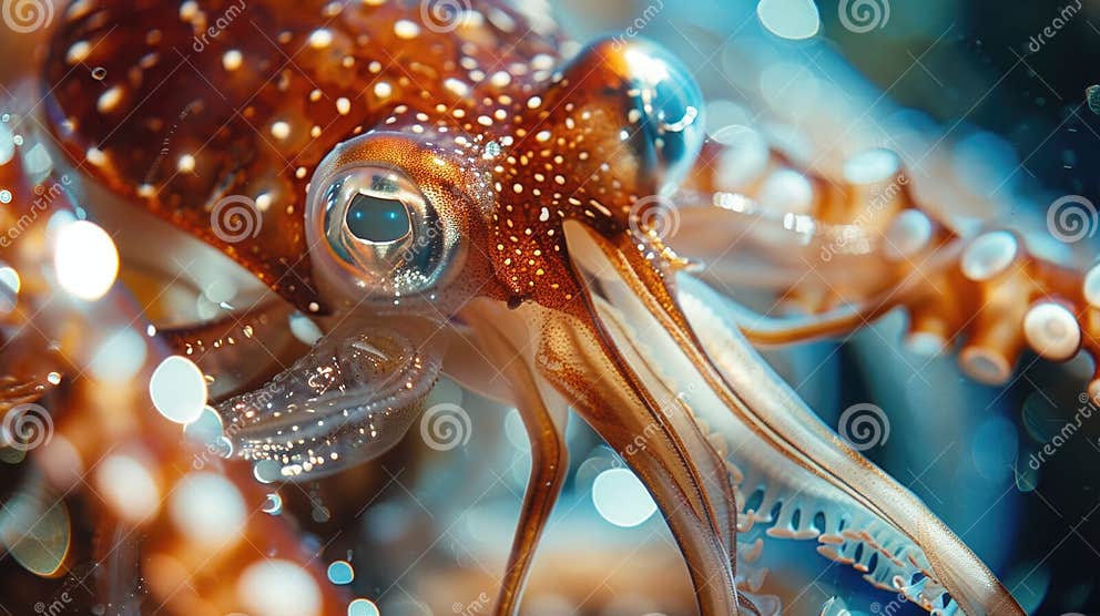 Close-up Image of a Squid with Water Droplets on Its Head Stock Photo ...