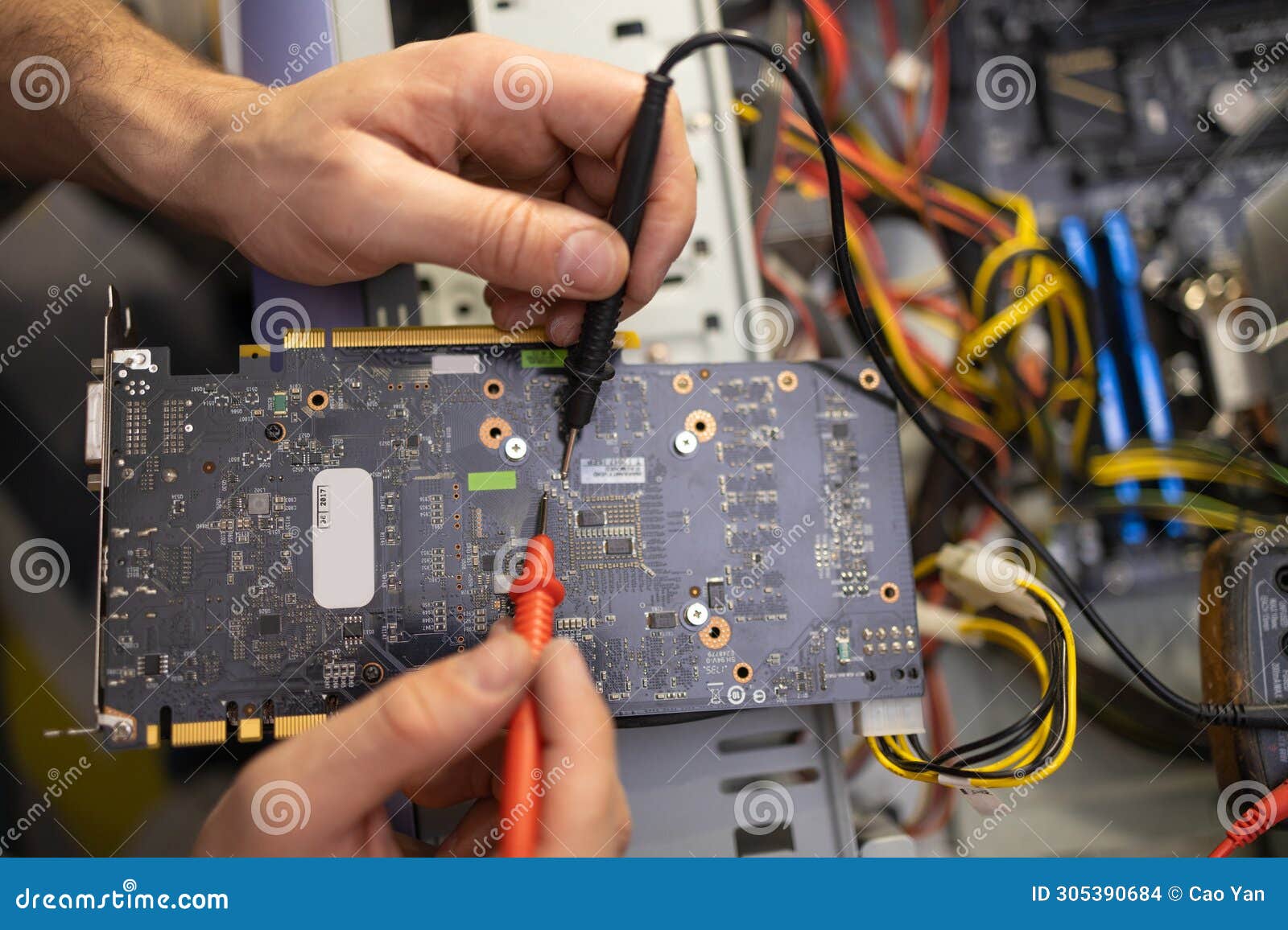 Technician Repairing a Broken Computer in a Workshop, Close-up Stock ...