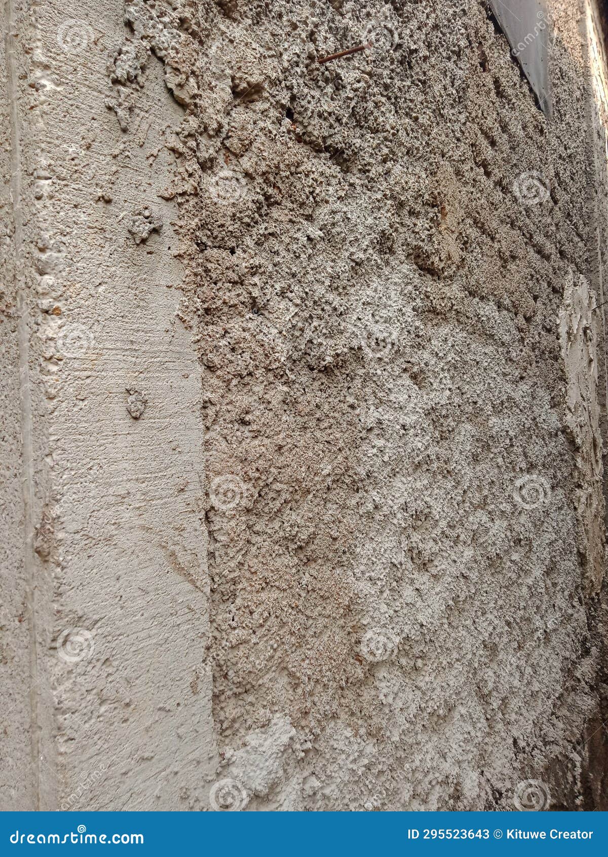 Close Up On Unfinished House Paining Walls And Concrete Path For ...