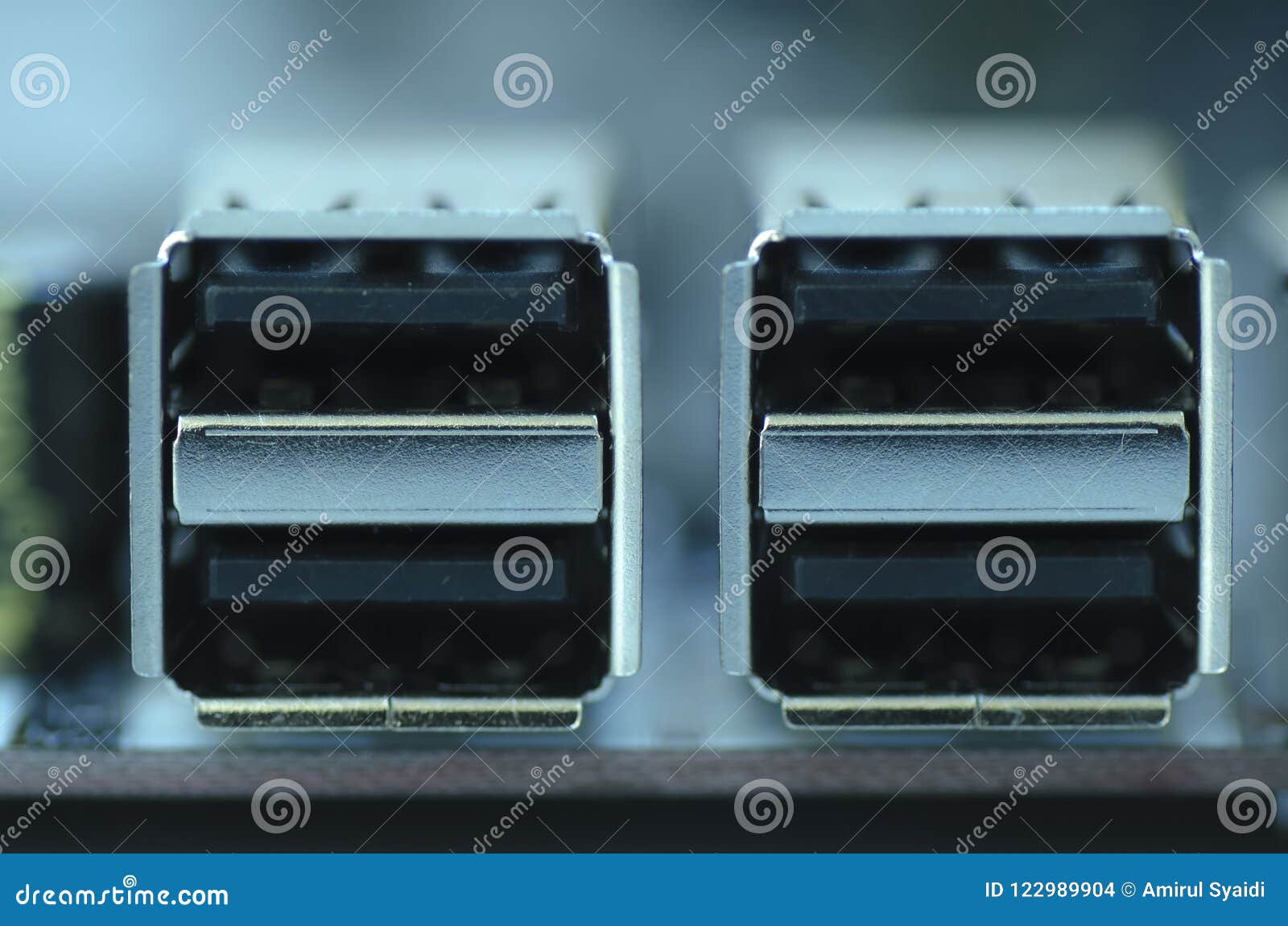Close-up Image of USB Port on Computer Motherboard.selective Focus Shot ...