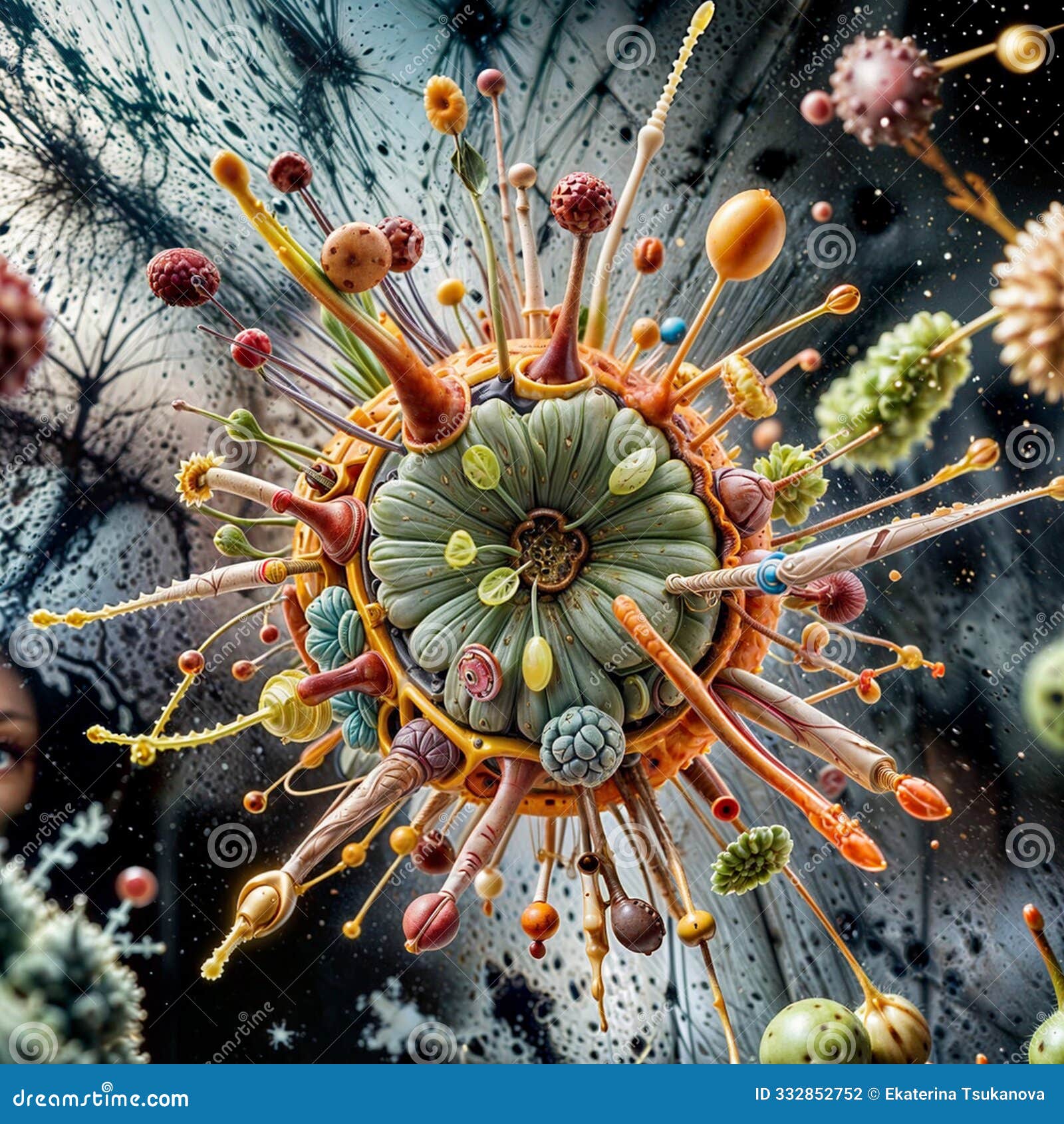 A Close-up Image of a Virus Variant, Showing the Complex Structure of ...