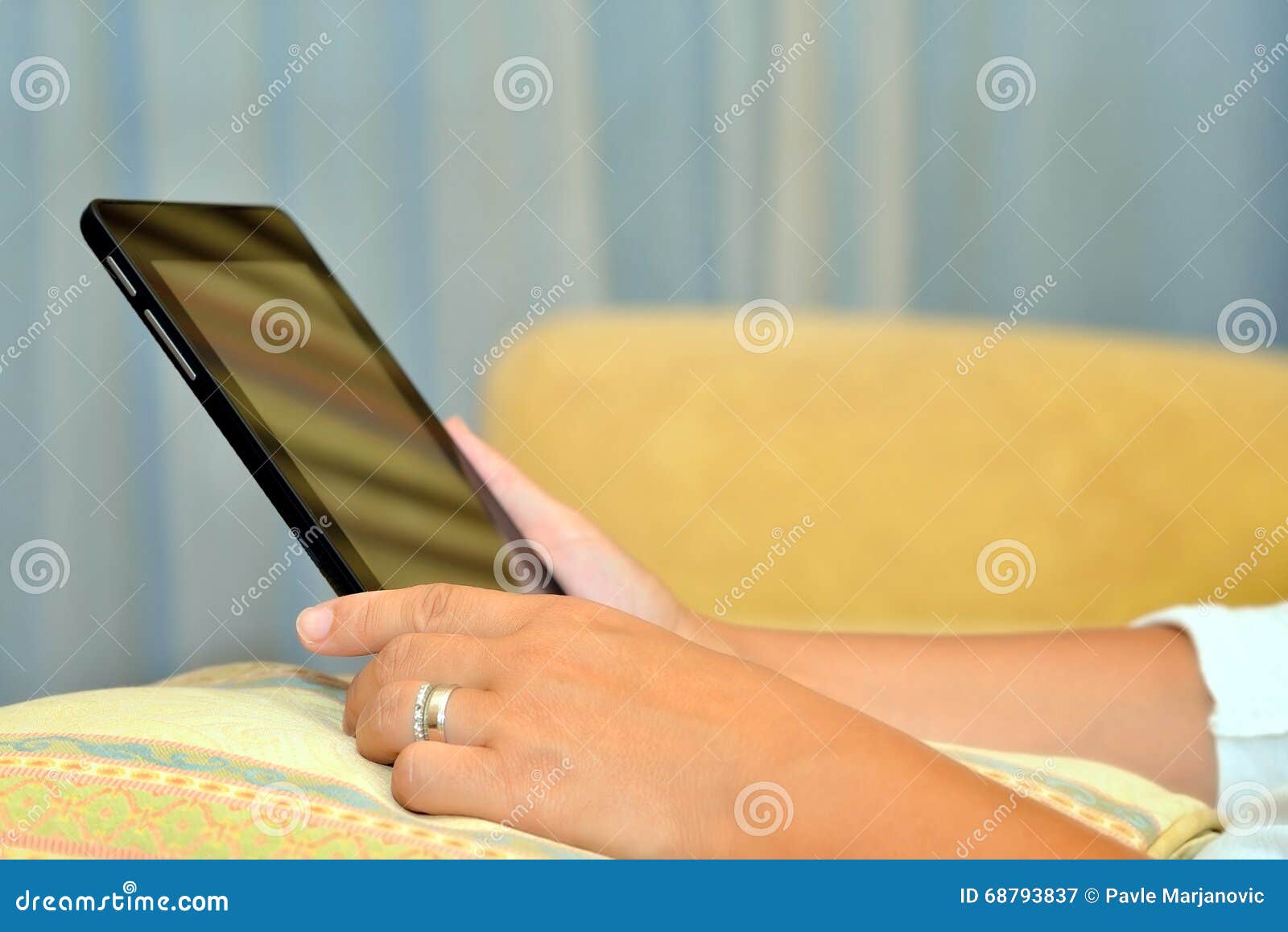 Close Up Image of Woman Hands Holding Tablet Device Stock Image - Image ...