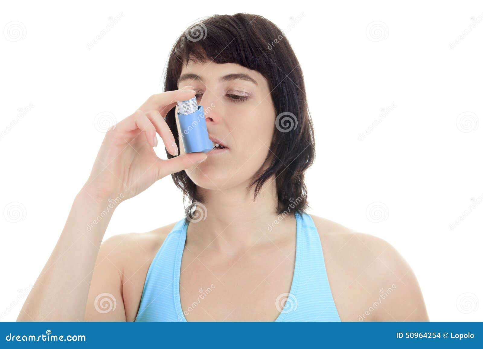 Close Up Image of a Young Woman Using Inhaler Stock Photo - Image of ...