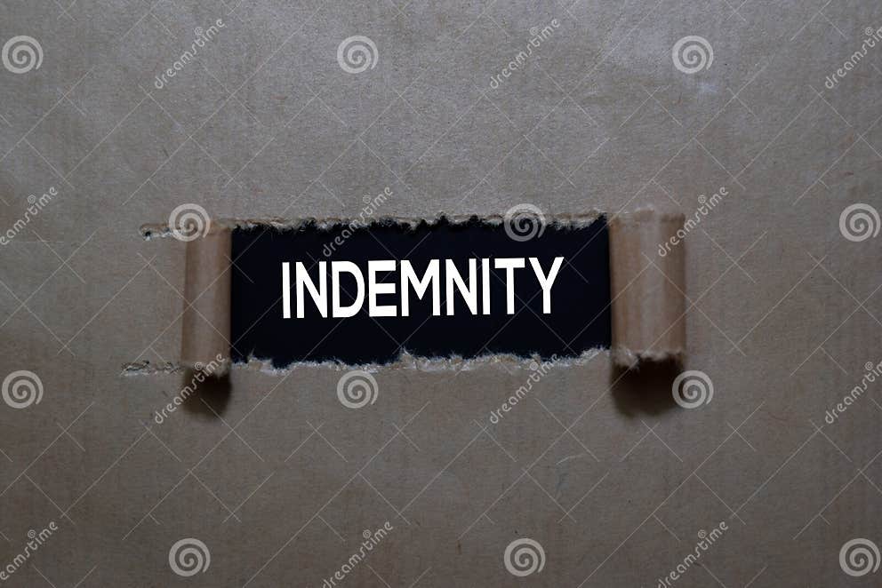 Close Up Indemnity Write Inside on Torn Paper Stock Image - Image of ...