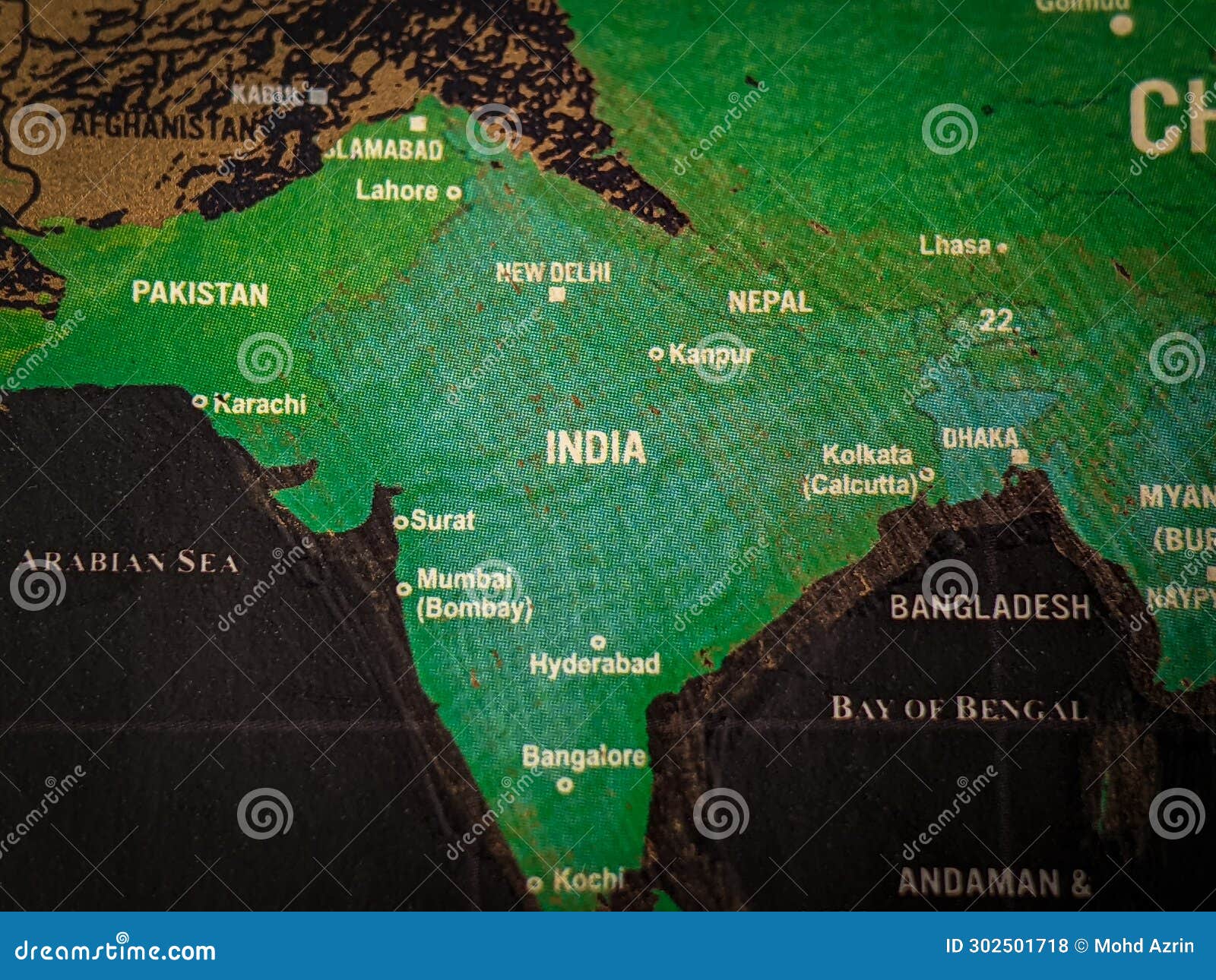 Close Up of a INDIA Word on a World Map. Stock Photo - Image of india ...