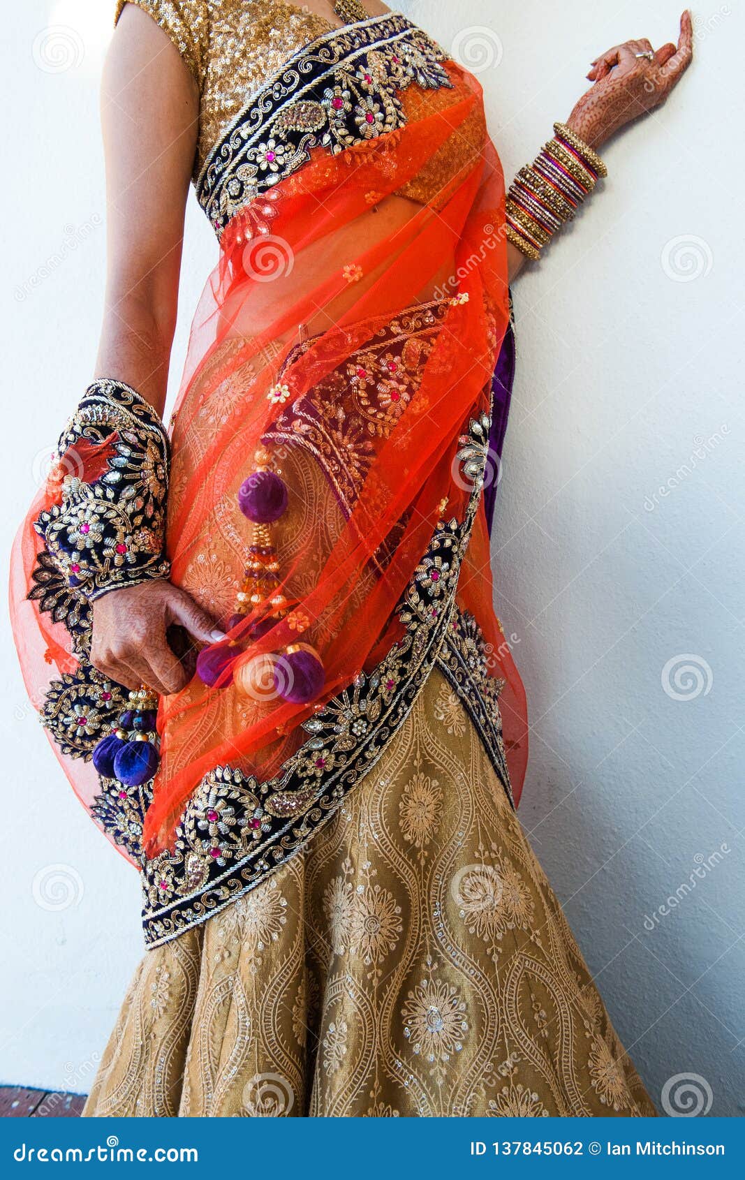 Close Up of Indian Bride in a Modern Fashionable Sari Stock Photo ... Close Up of Indian Bride in a Modern Fashionable Sari Stock Photo ...