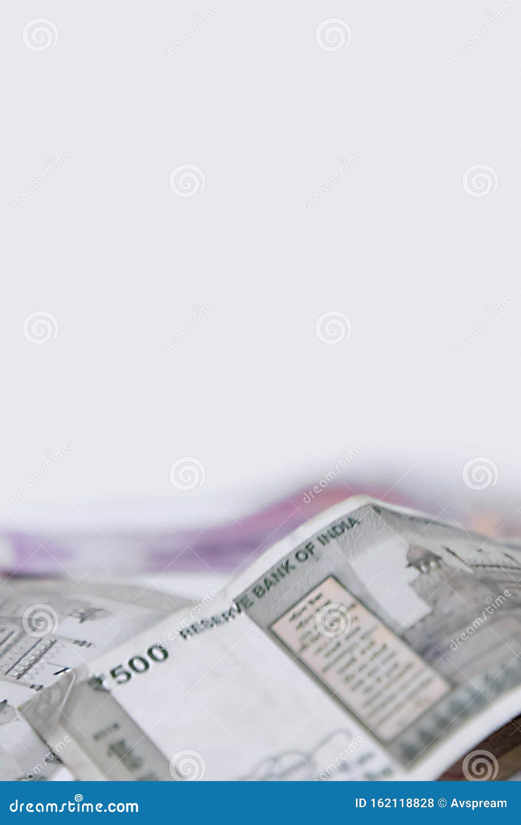 Close Up of Indian 500 Rupee Notes, White Background with Space for ...