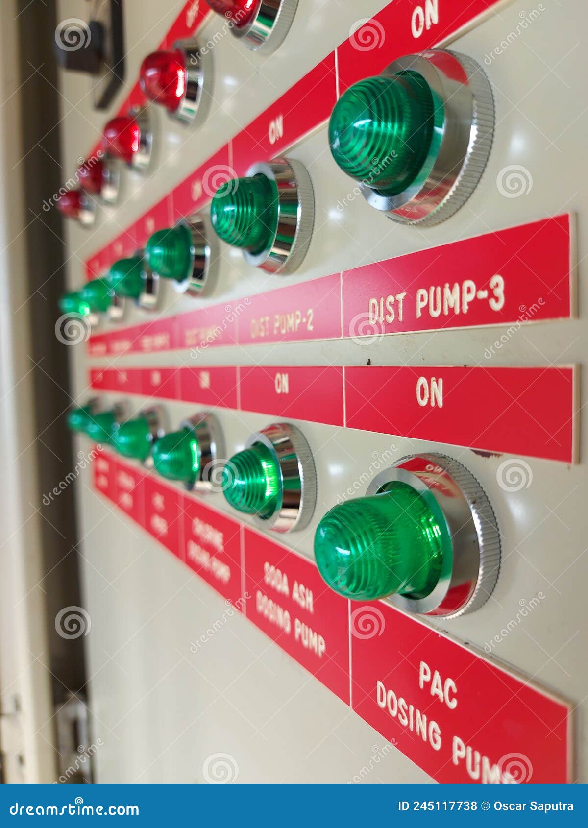 Close-up of an Indicator Light Mounted on a Control Panel Door with ...