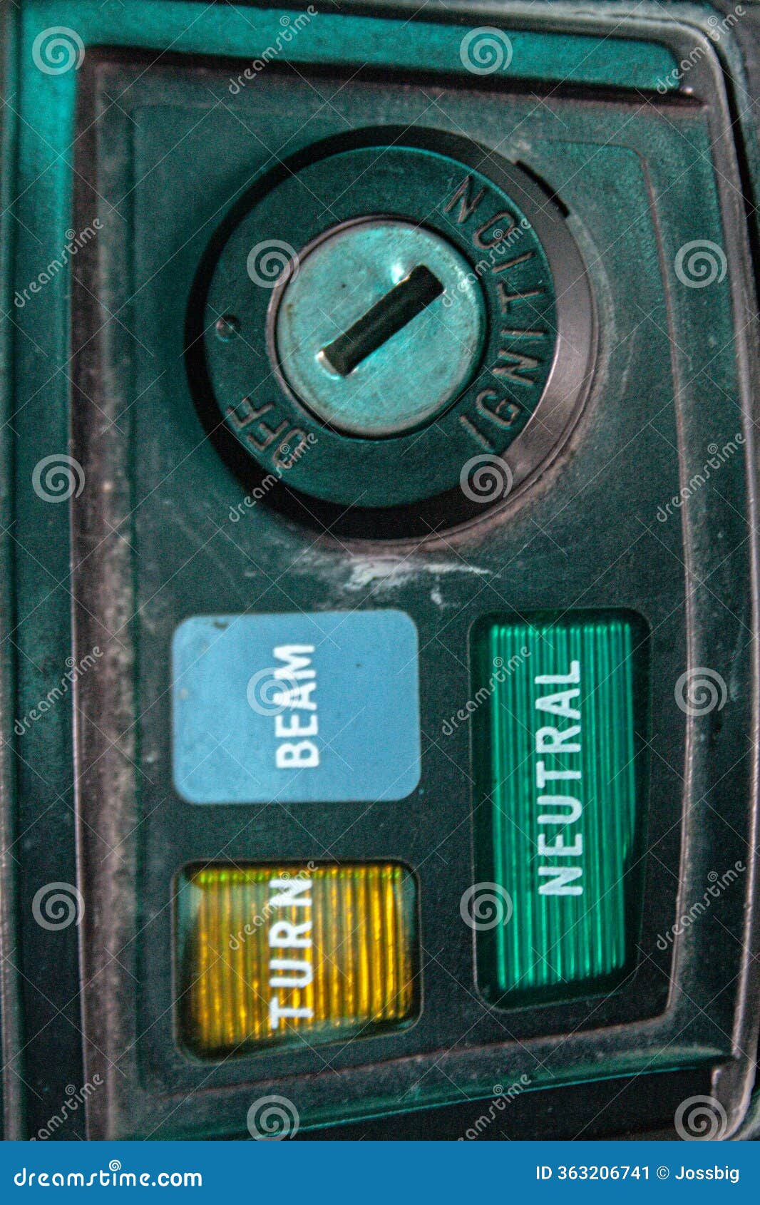 Close-up of Industrial Control Panel with Turn Beam Neutral Buttons and ...