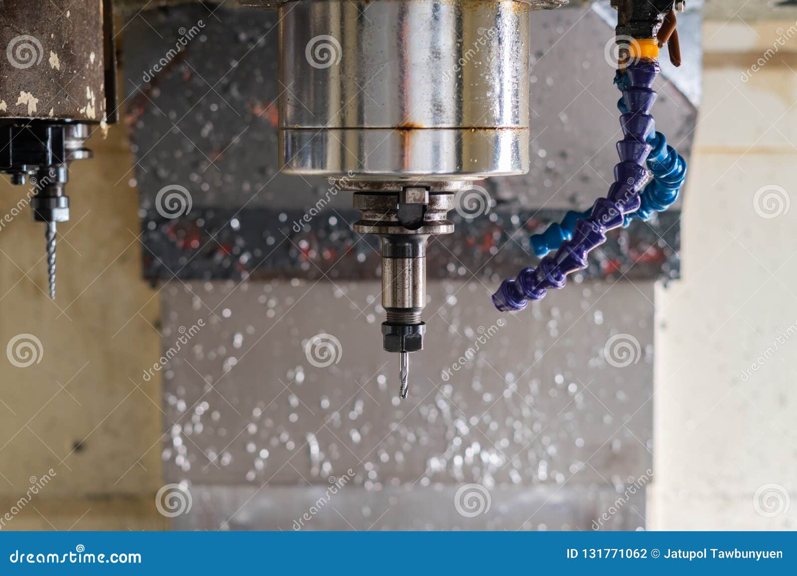 Close Up of Industrial Drilling and Boring Machine at Working Stock ...