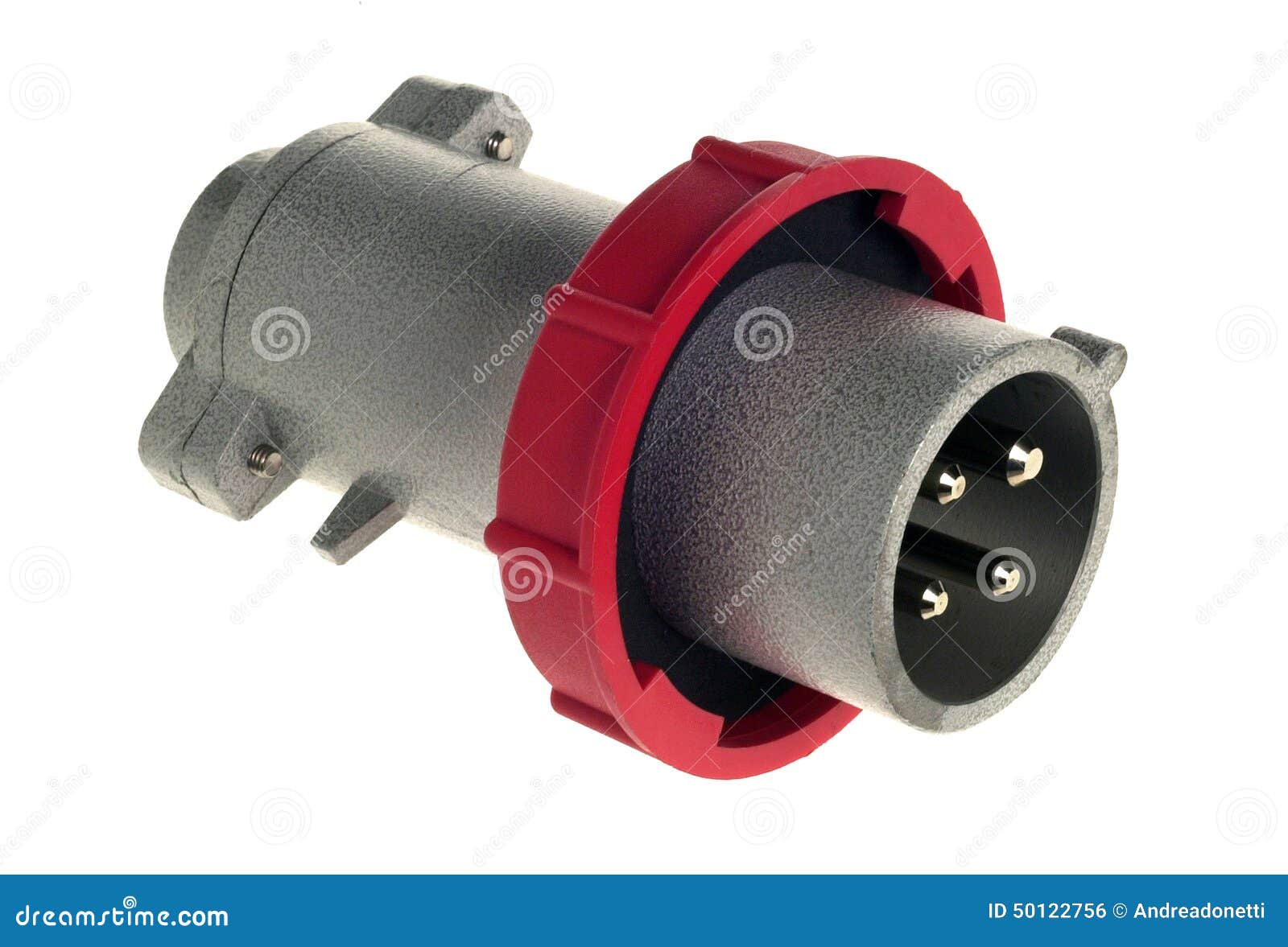 Close Up Industrial Plug with Red Plastic Ring Stock Photo - Image of ...