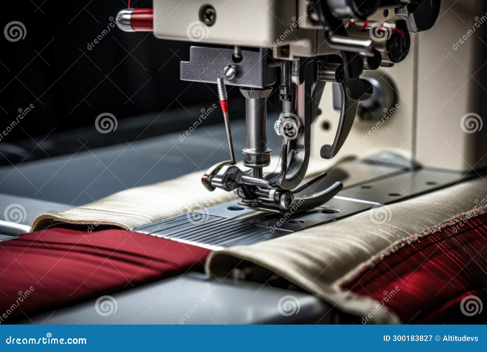 Close-up of an Industrial Sewing Machine Stitching Fabric Stock Image ...