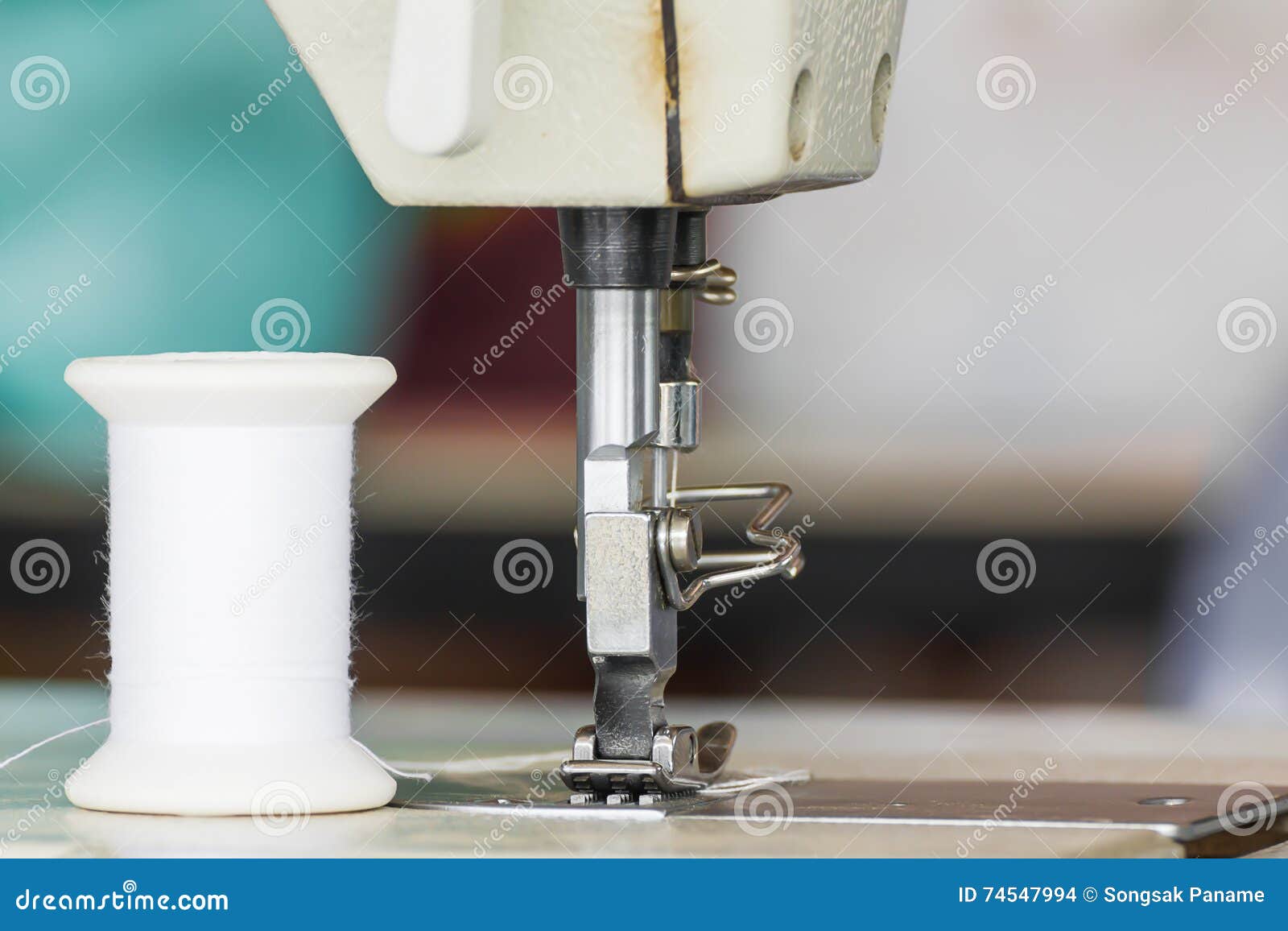 Close Up Industrial Sewing Machine Stock Photo - Image of tailoring ...