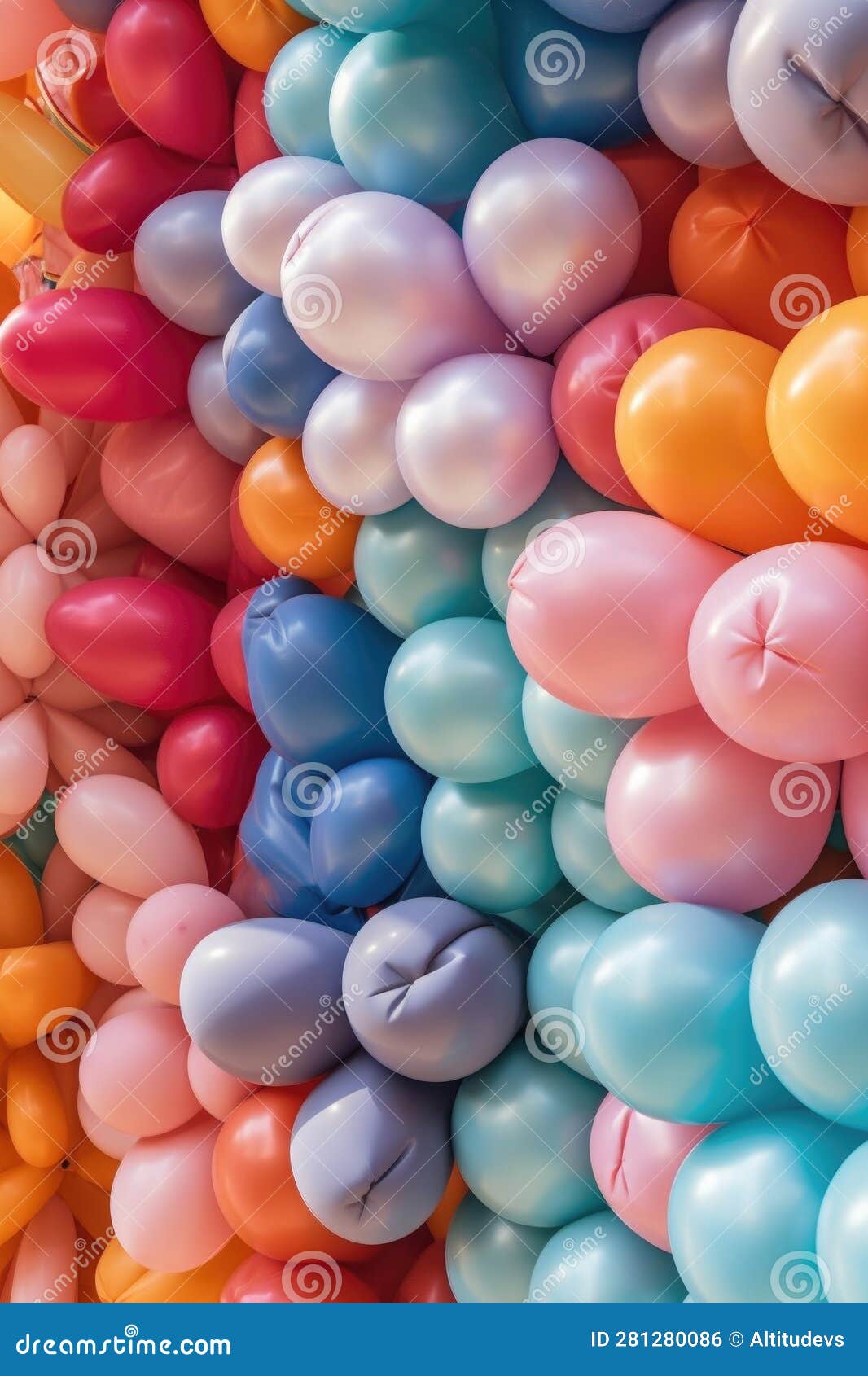 Close-up of Inflated Balloons in Various Colors Stock Illustration ...