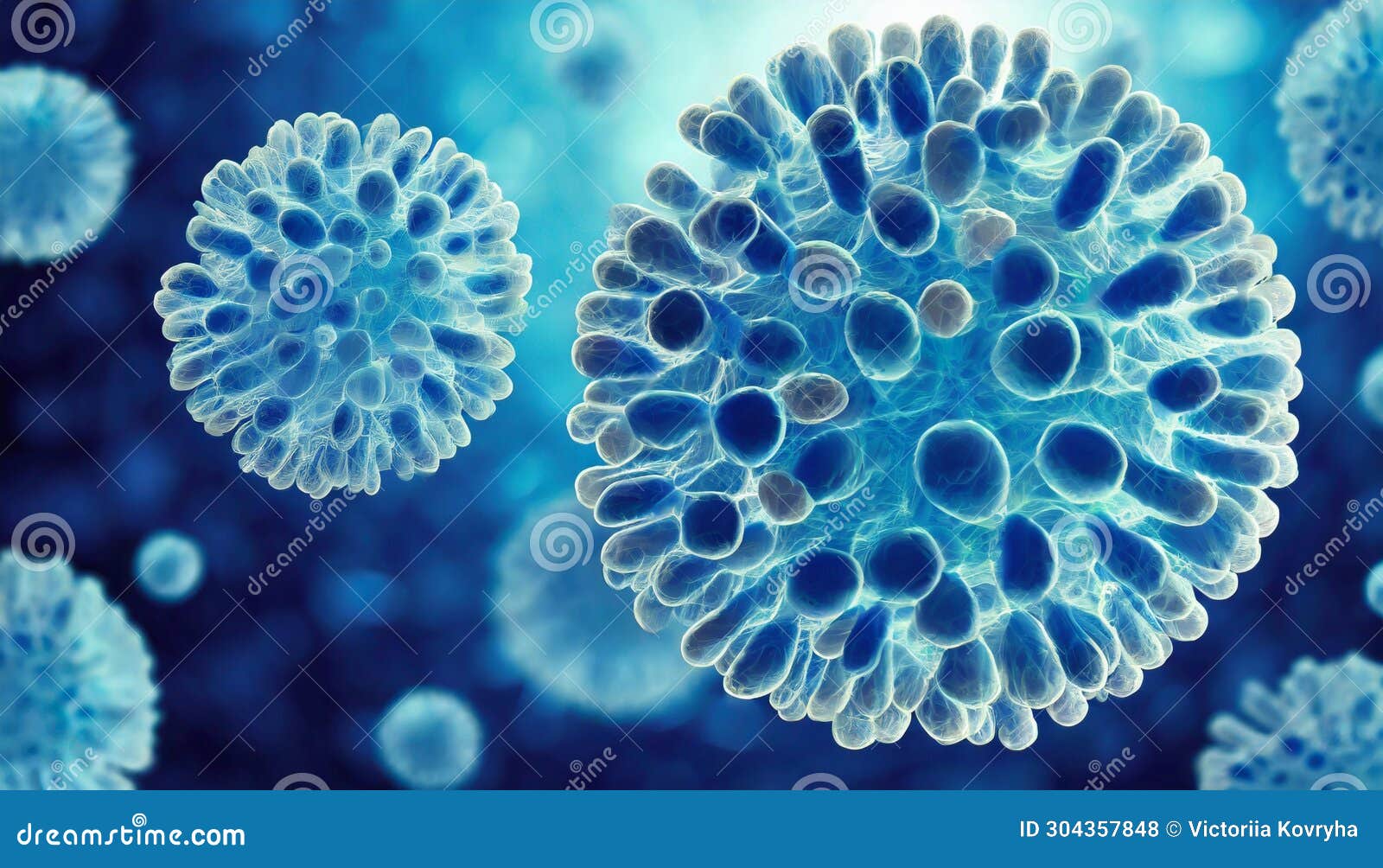 Close Up of Influenza Virus. Microscopic Microbe or Bacteria Stock ...