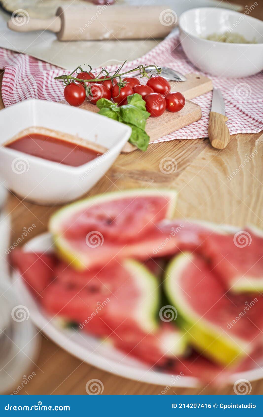 Close Up of Ingredients on the Kitchen Table Stock Photo - Image of ...
