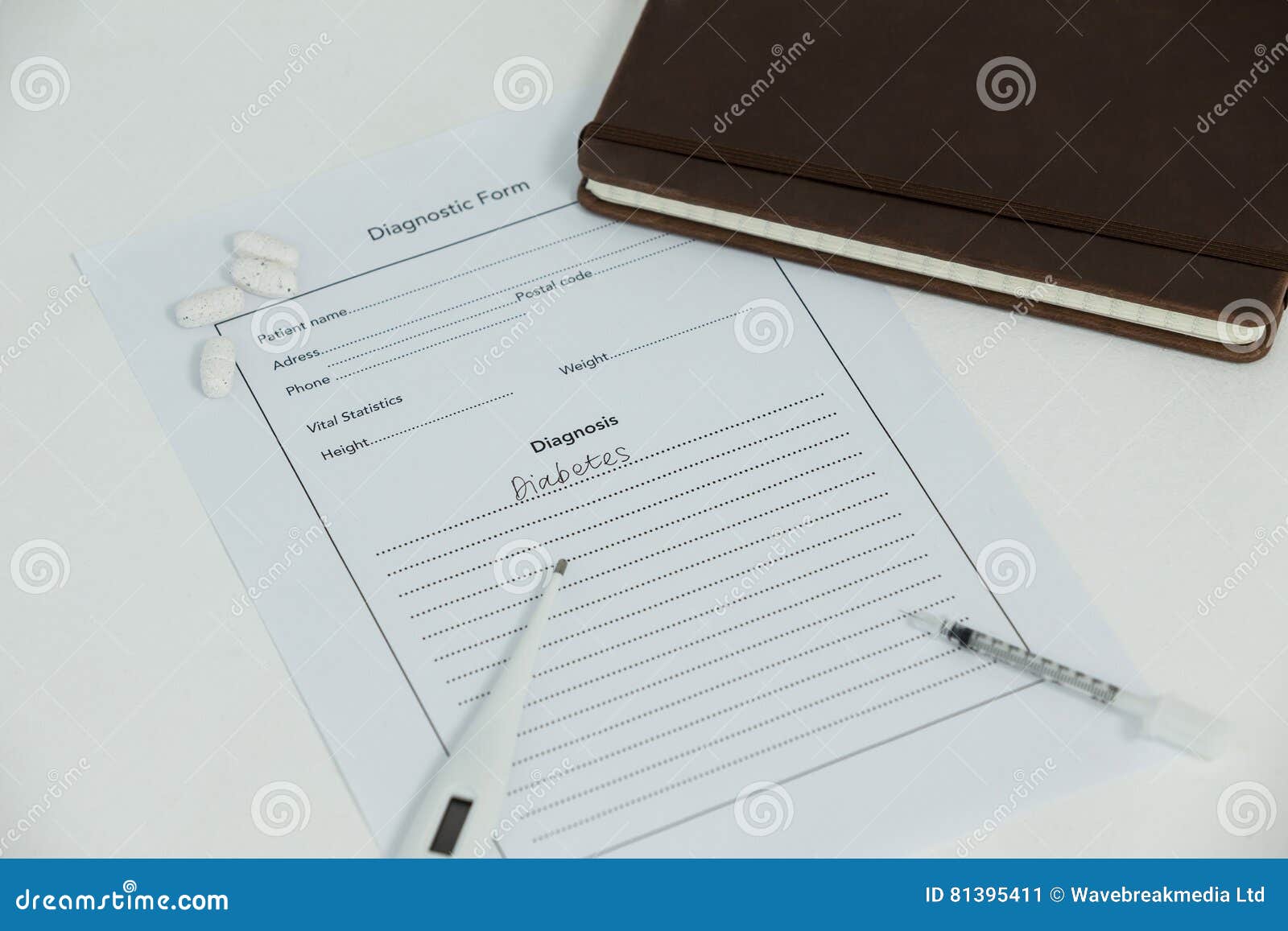 Close-up of Injection with Diabetes Diagnosis and Diary Stock Image ...