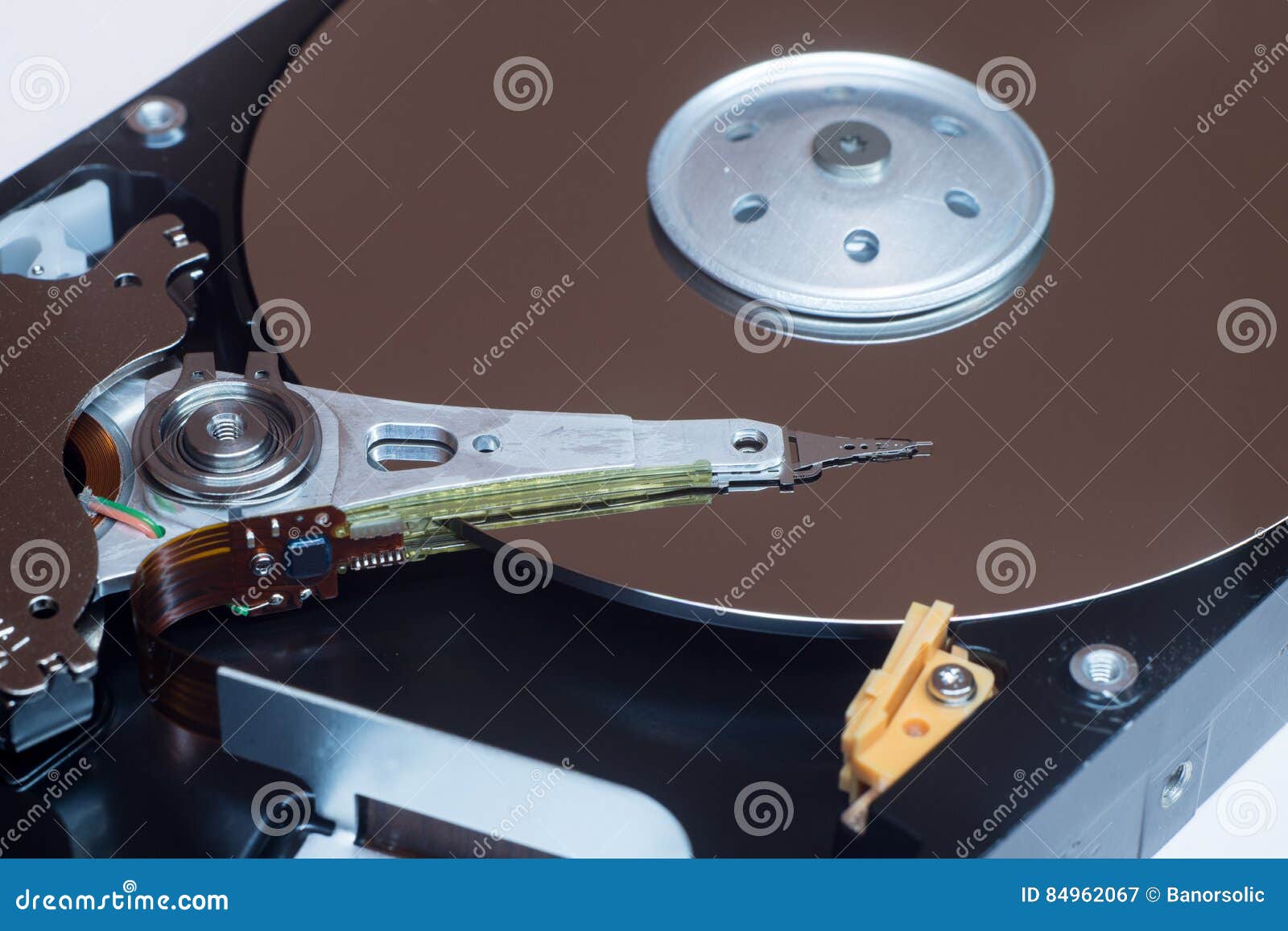 Close Up Inside of Computer Disk Drive HDD Stock Image - Image of ...