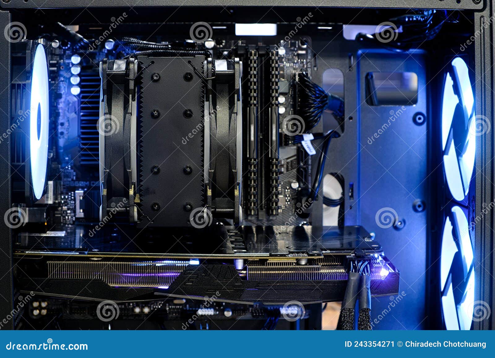 Inside High Performance Computer Desktop with Heatsink and Fan Cooling ...
