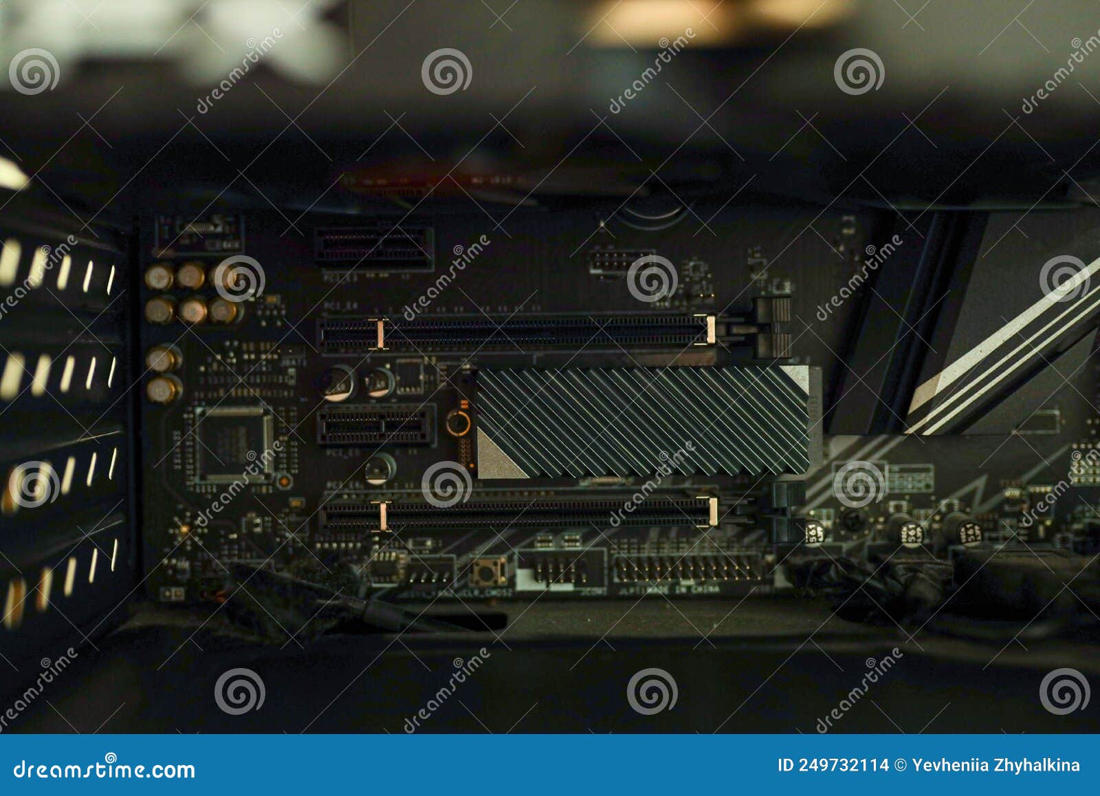 Close-up and Inside High Performance Desktop PC and Cooling System on ...